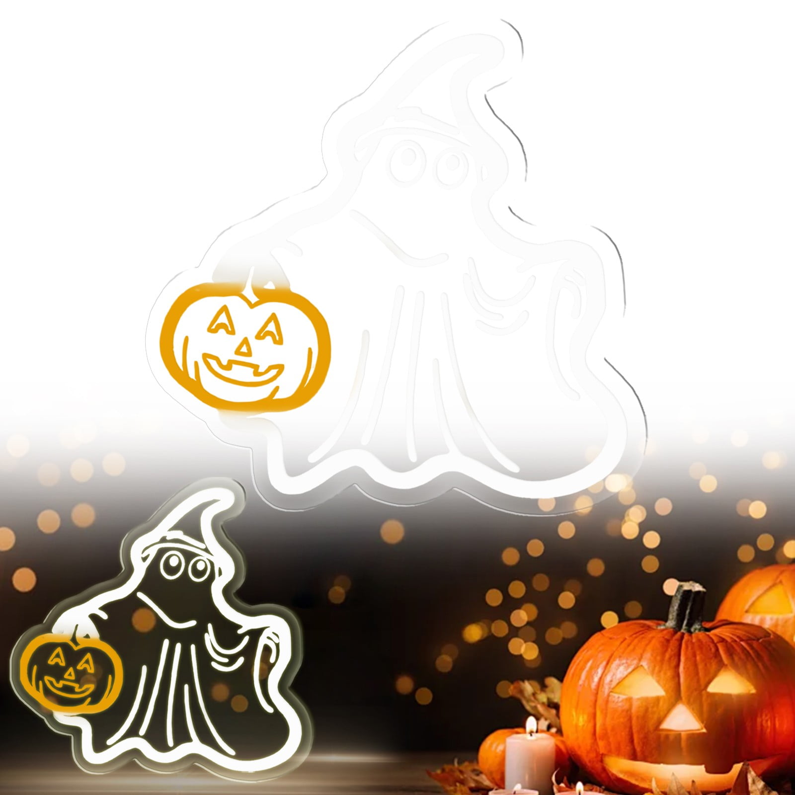 Halloween Neon Sign LED Ghost Pumpkin Neon Lights for Wall Decor Usb ...