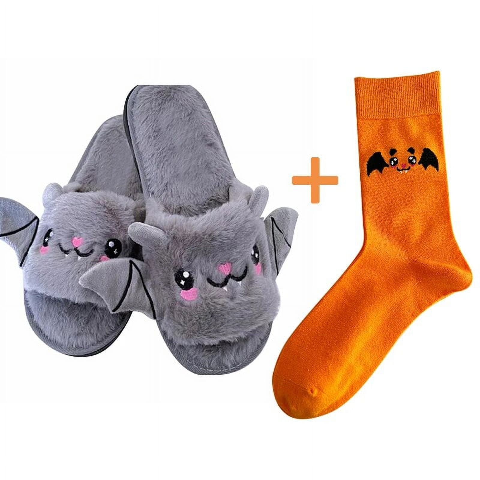 Halloween New Bat Slippers Women Plush Shoes Lightweight Home Silent ...