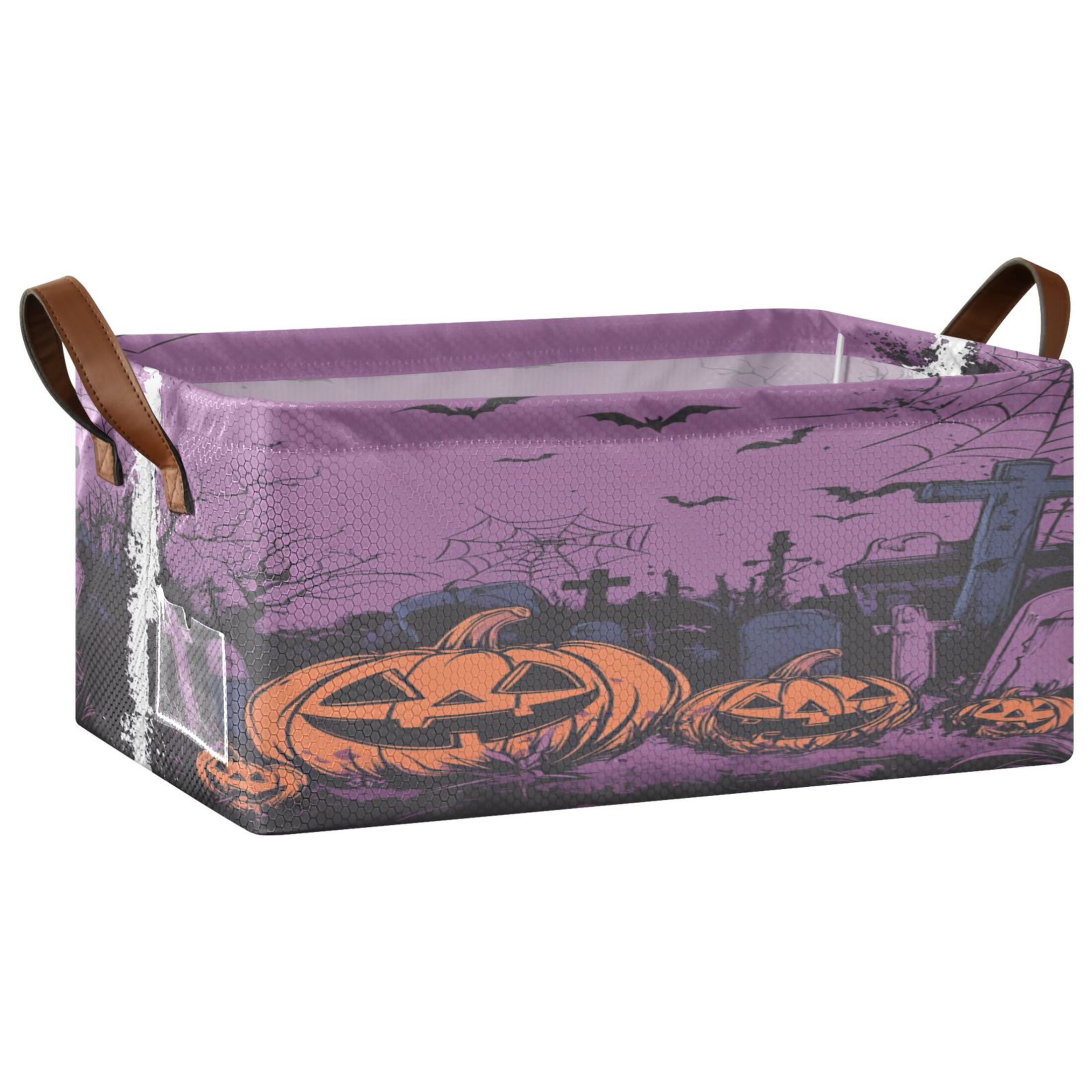 Halloween Night Background with Spooky Pumpkins Storage Basket Soccer ...