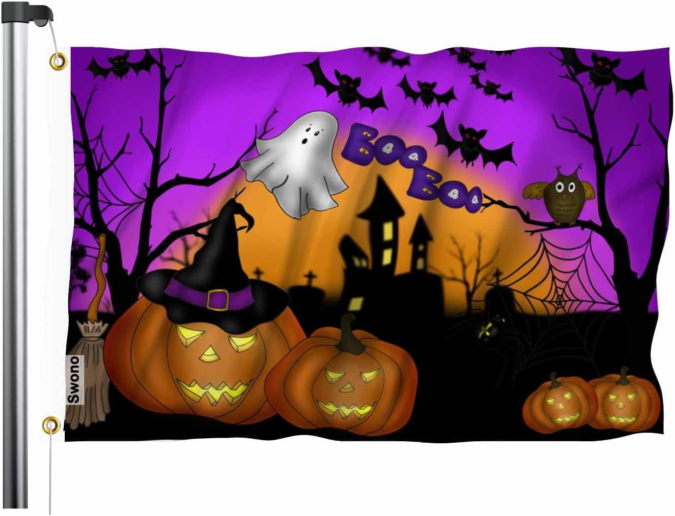 Halloween Night Flag Scary Pumpkin Lanterns Ghost Bat Eagle Flag Big ...