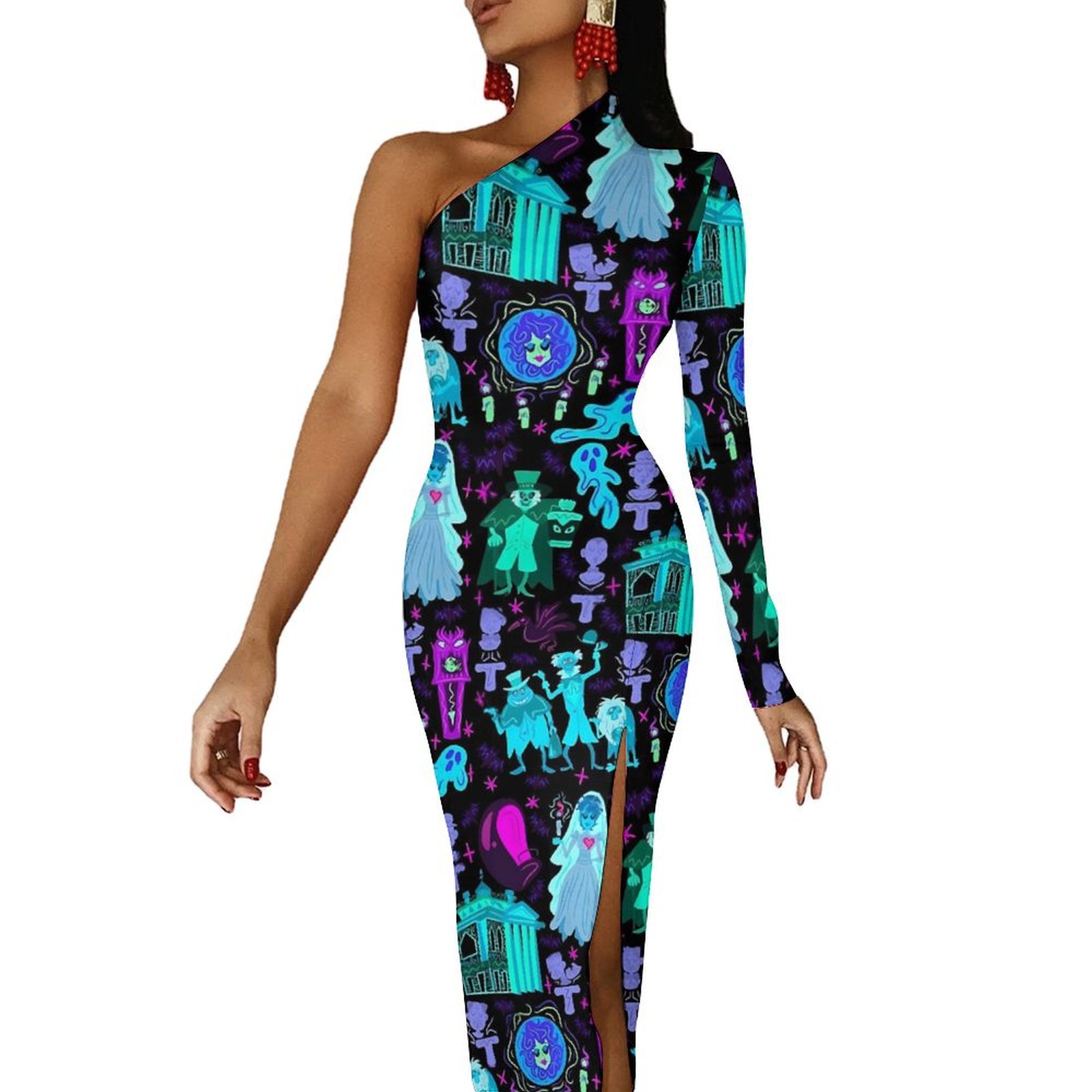Halloween Night Haunted Mansion Bodycon Dress Women Pumpkin Haunted ...