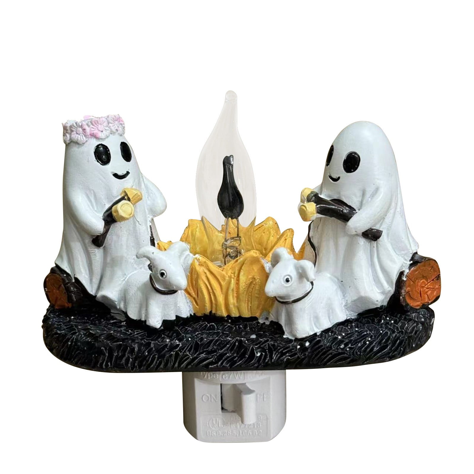 Halloween Night Light Cute Ghosts With Campfire Design Led Plug-In ...