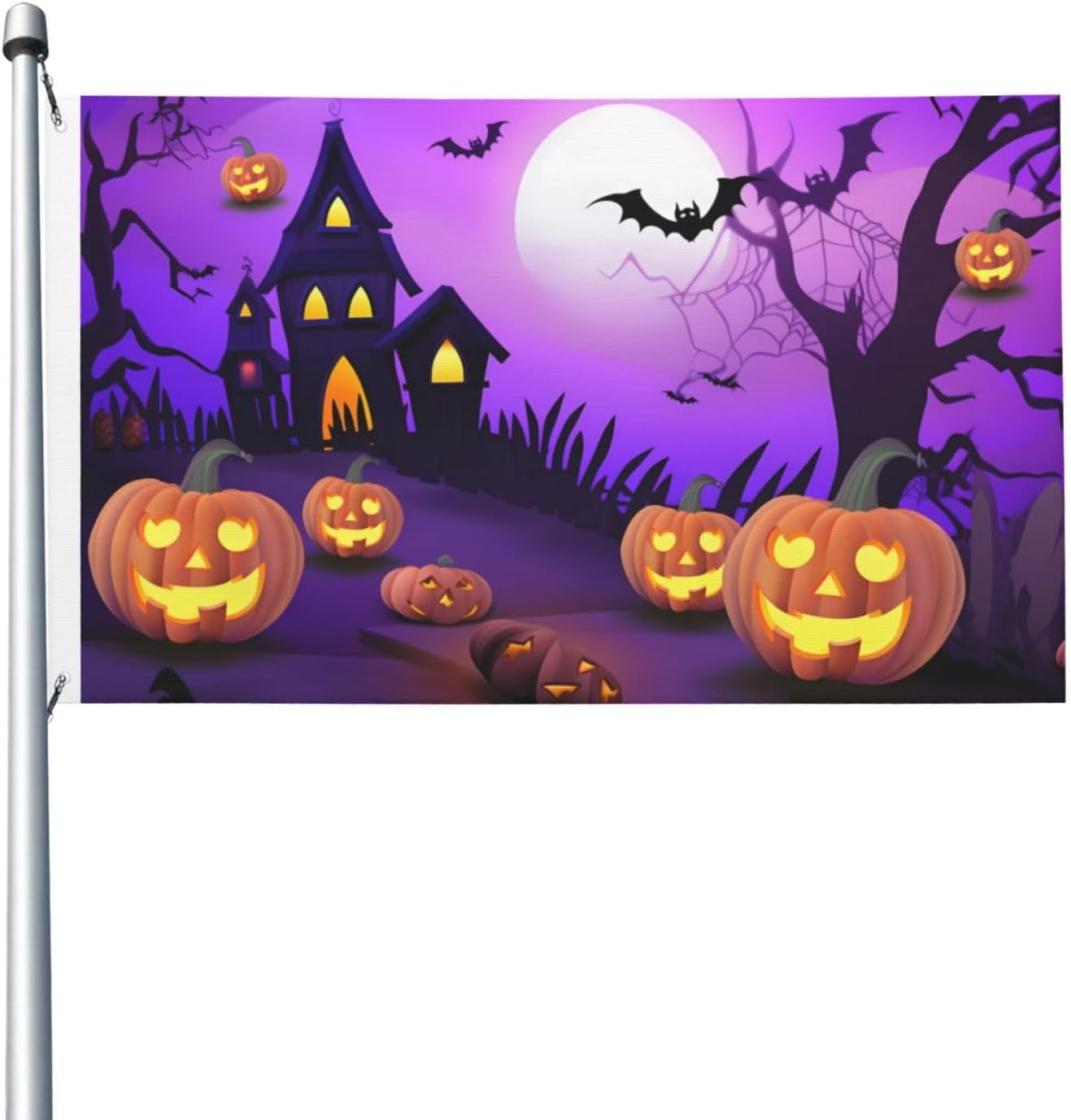 Halloween Night Moon Yard House Flags Double Sided, Pumpkin House ...