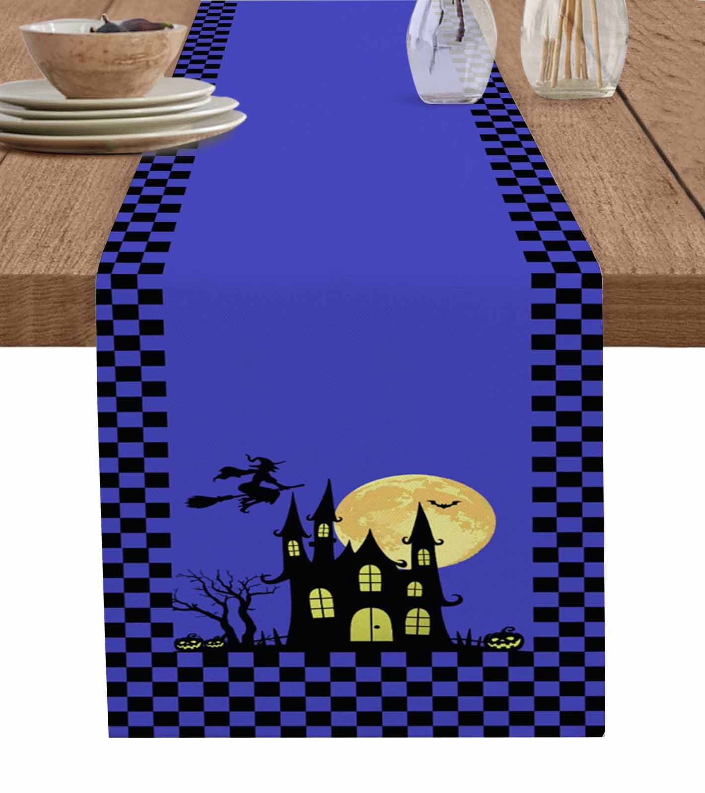 Halloween Night Table Runner 70 Inches, Horror Castle Witch Evil ...