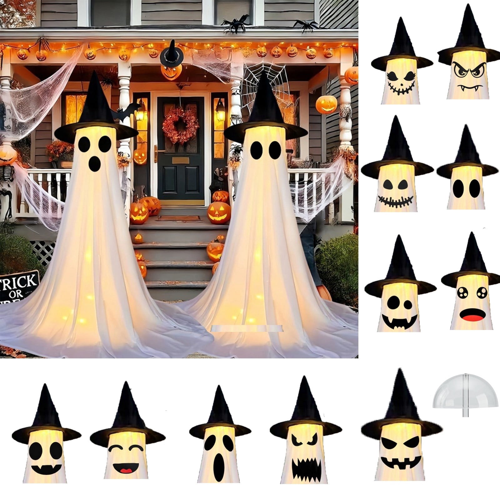 Halloween Nightmare Before Christmas Glowing Ghost Wearing Wizard Hat ...