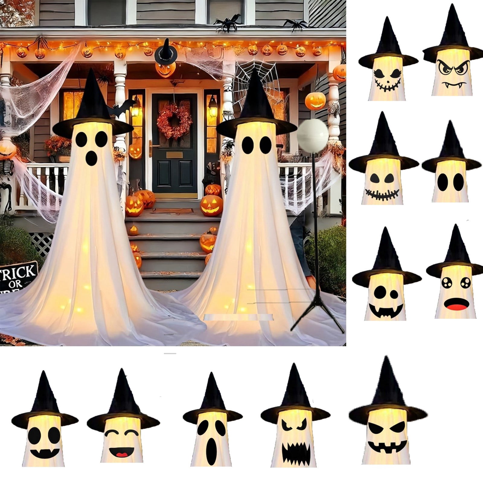 Halloween Nightmare Before Christmas Glowing Ghost Wearing Wizard Hat ...