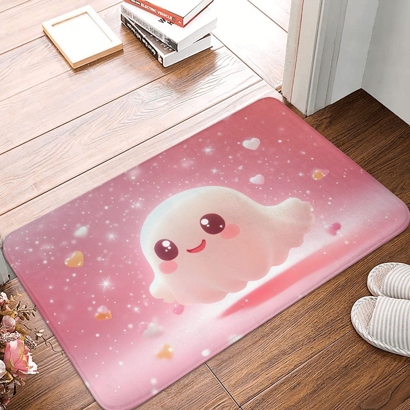 Halloween Non Slip Door Mat, Halloween Pink Cute Ghost A Halloween ...