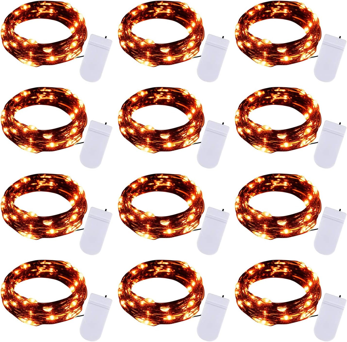Halloween Orange Fairy String Lights: 12 Pack 7 Ft 20 LED Battery ...