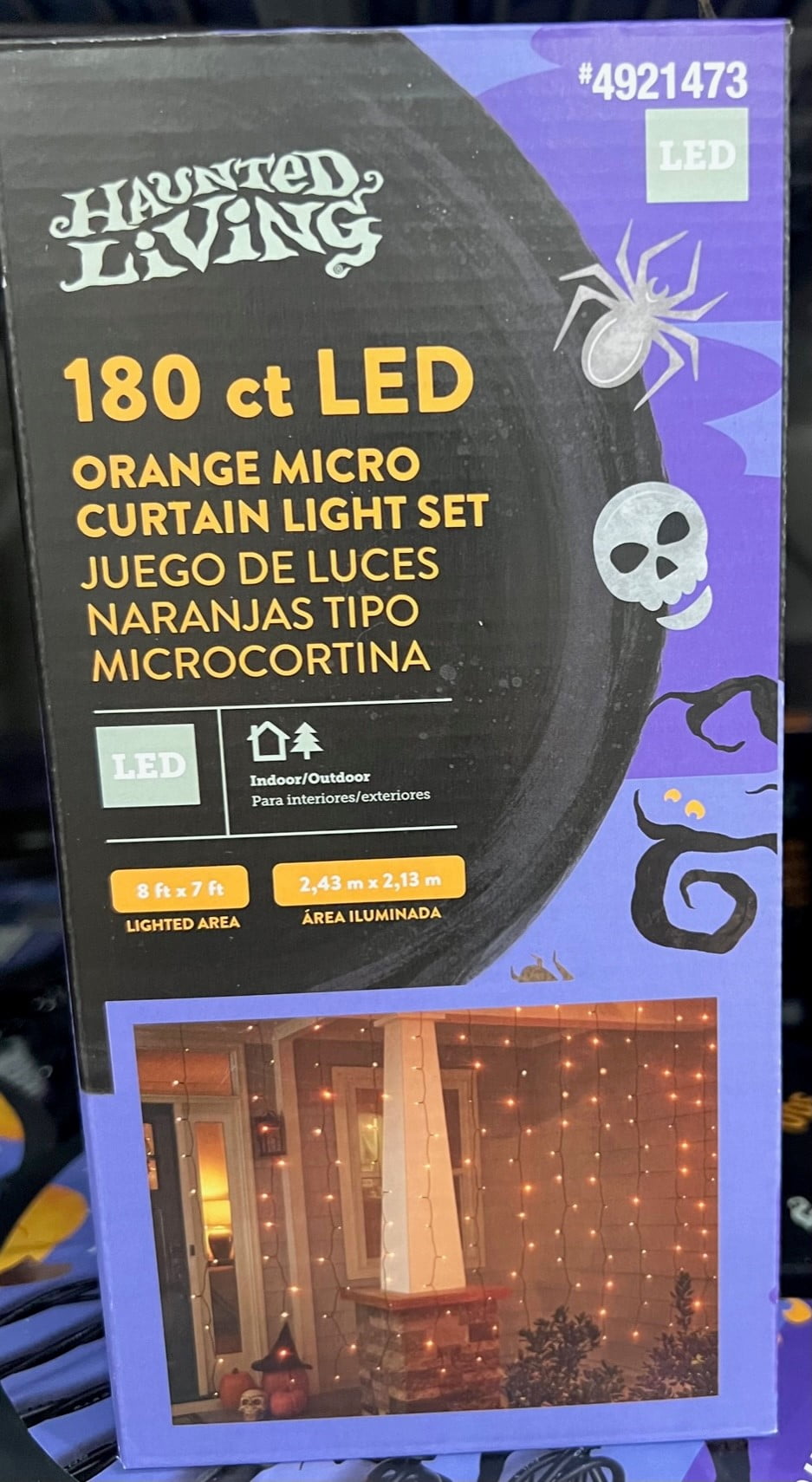 Halloween Orange Micro Curtain LED Light set 180 Ct Plug-in Haunted ...