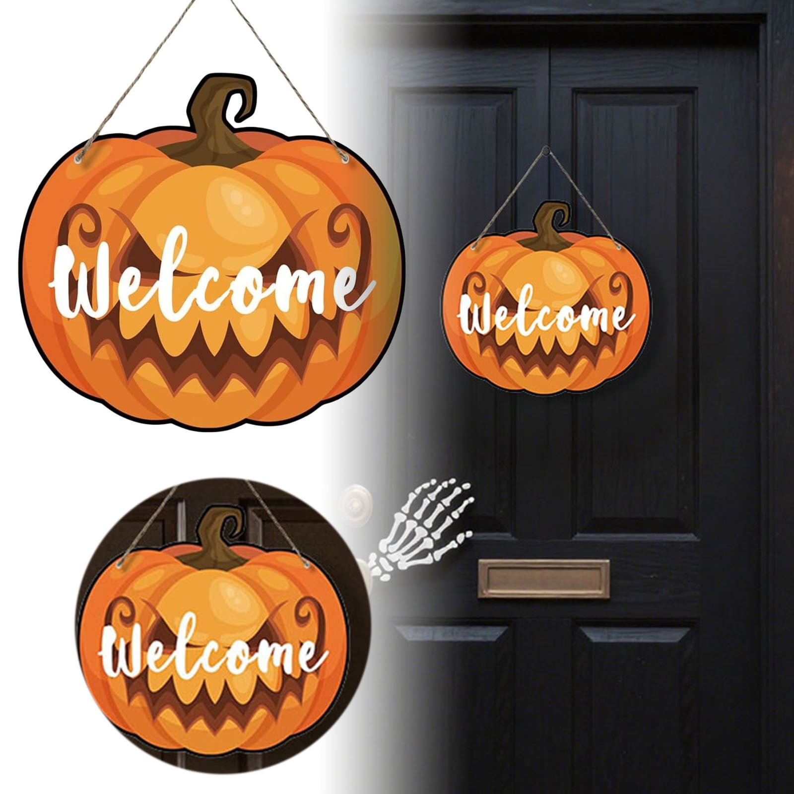 Halloween Orange Pumpkin PendantFall Home Hanging Wooden Pumpkin Front ...