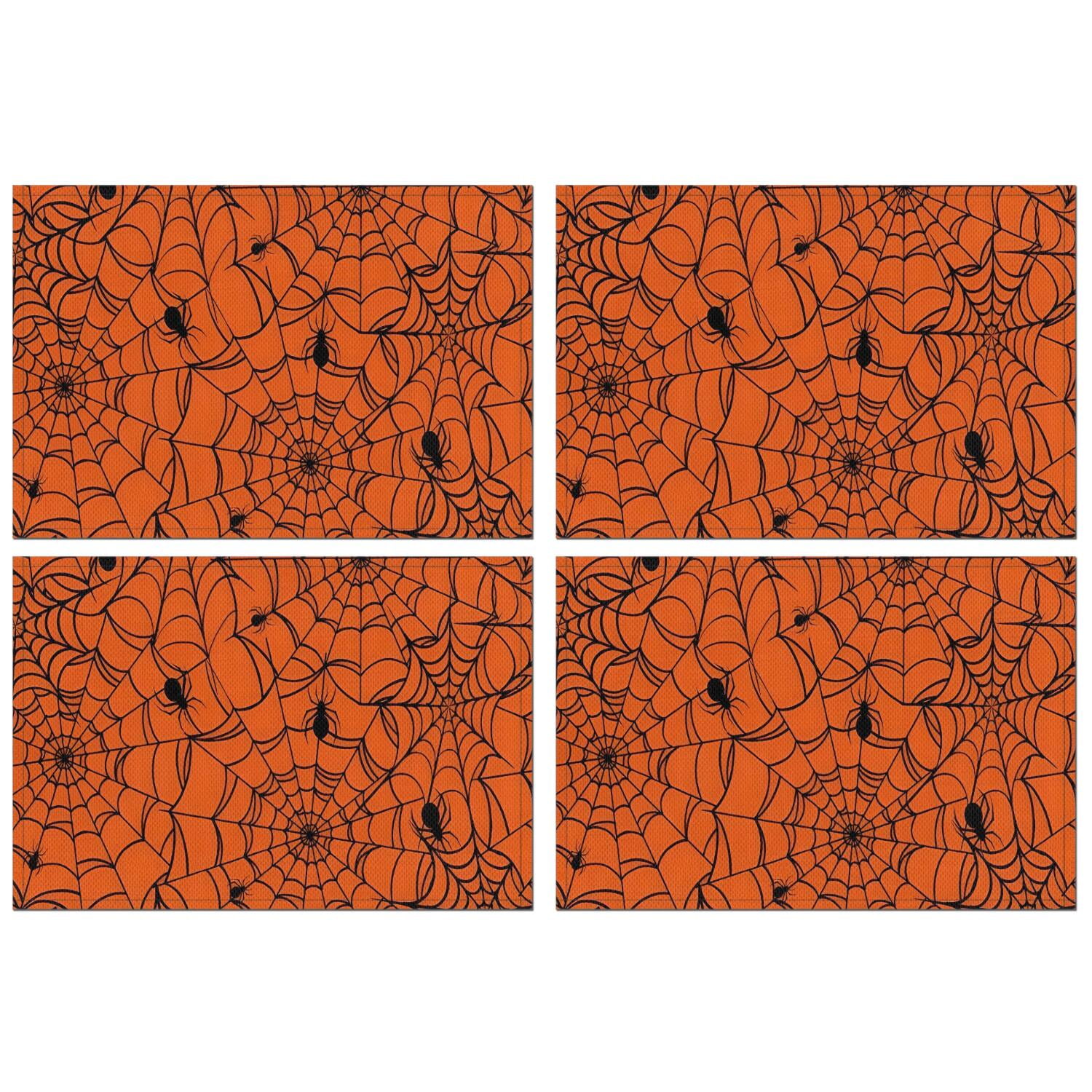 Halloween Orange Spider Web Pattern Summer Placemats Table Placemats ...