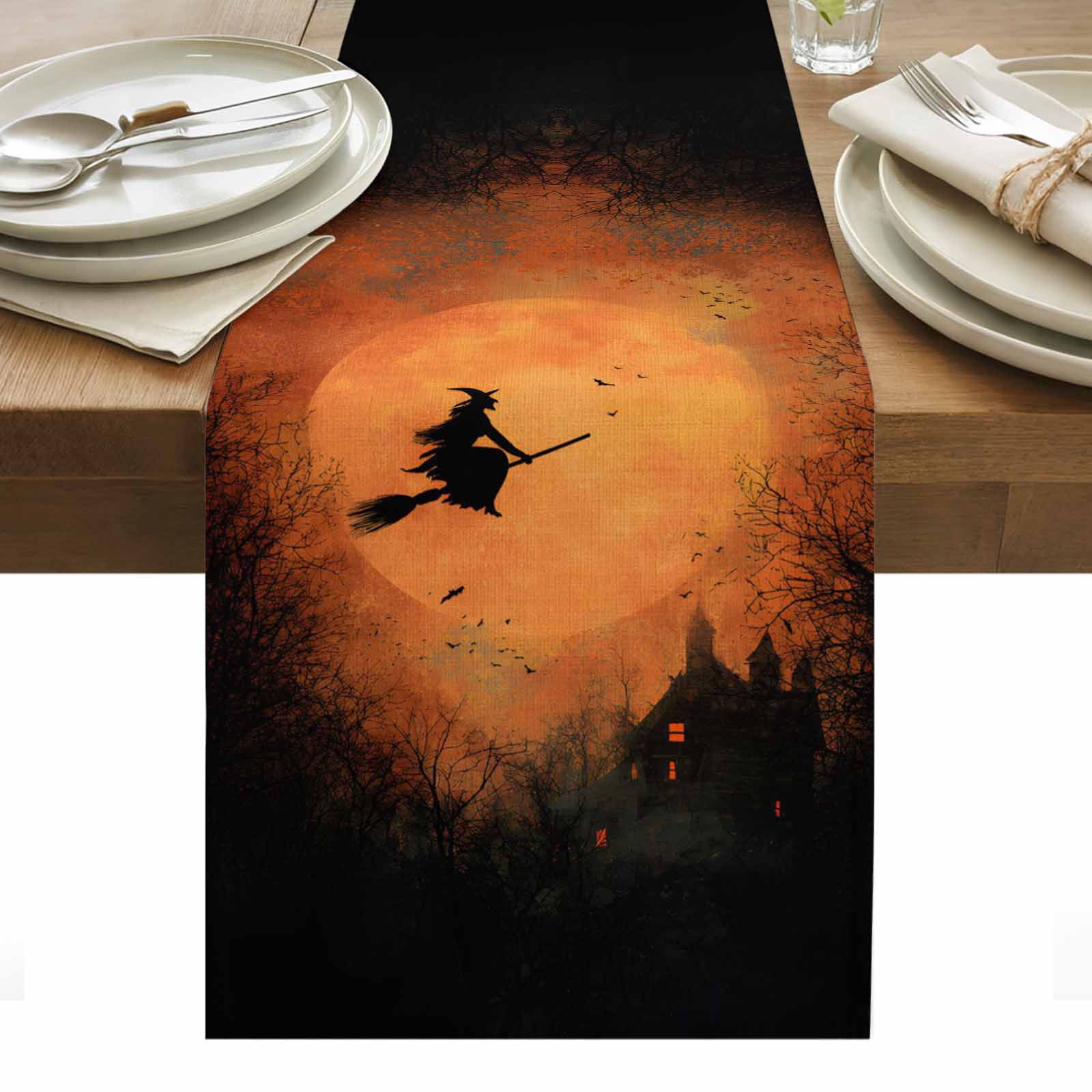 Halloween Orange Table Runner - 70 Inch Long, Kitchen Dining Table ...
