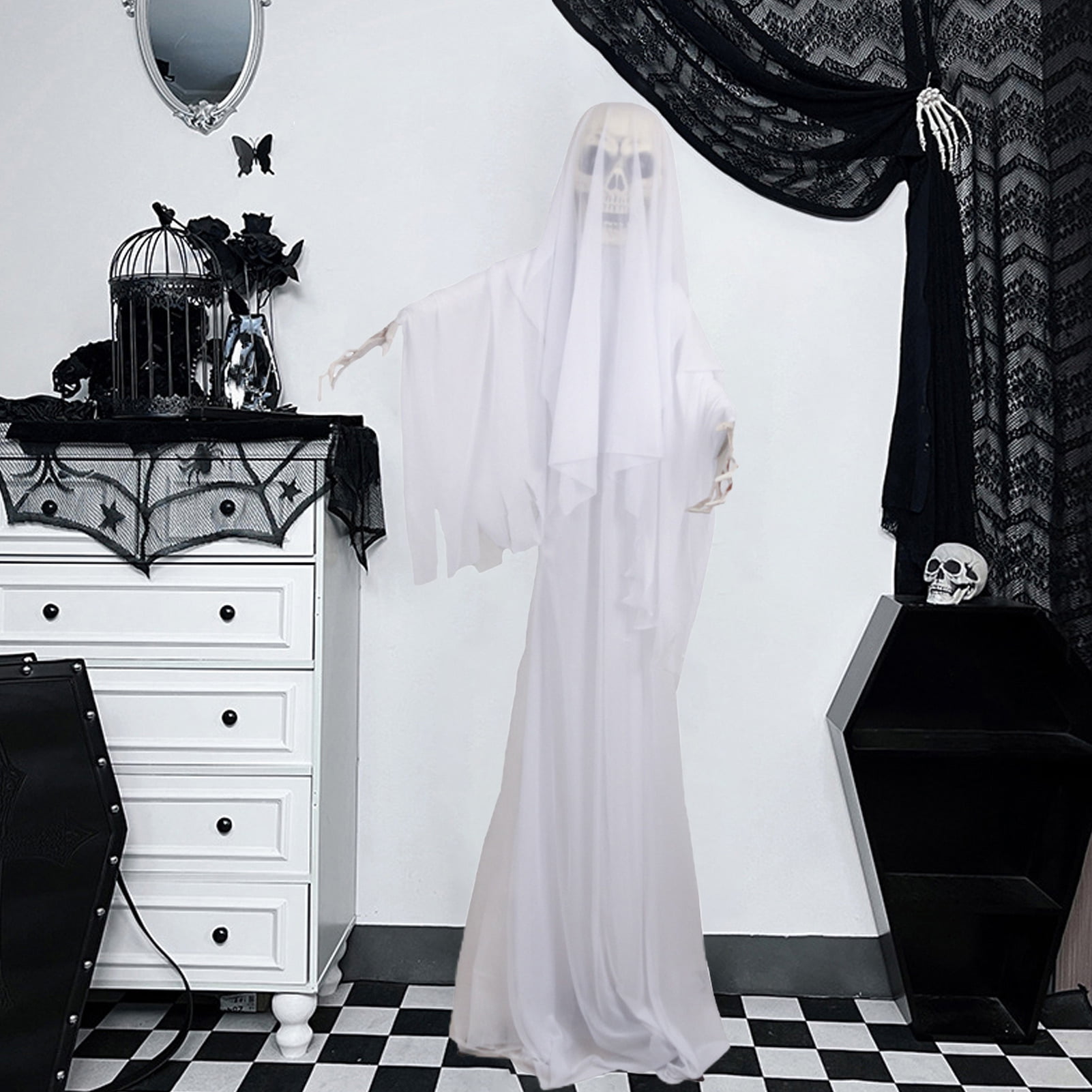 Halloween Ornament Scary Ghost Bride Figure with Sound Battery Operated ...