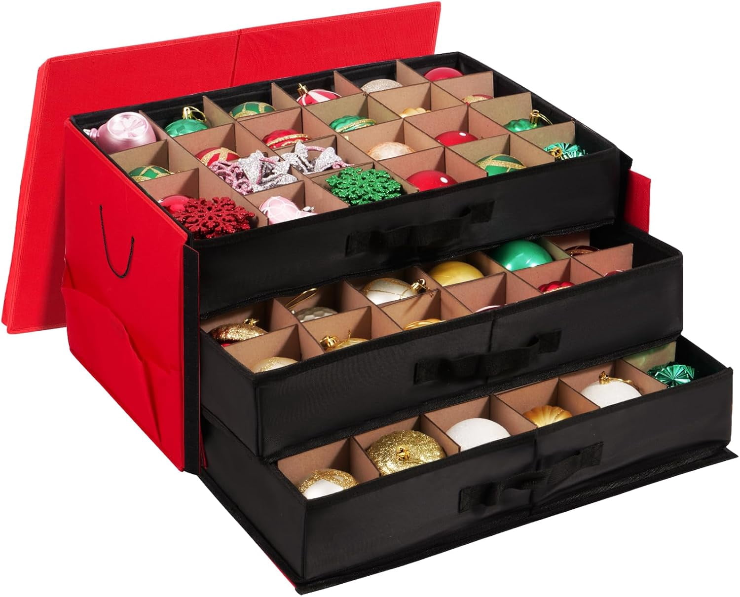 Halloween Ornament Storage Container Box, Adjustable Dividers- Large ...