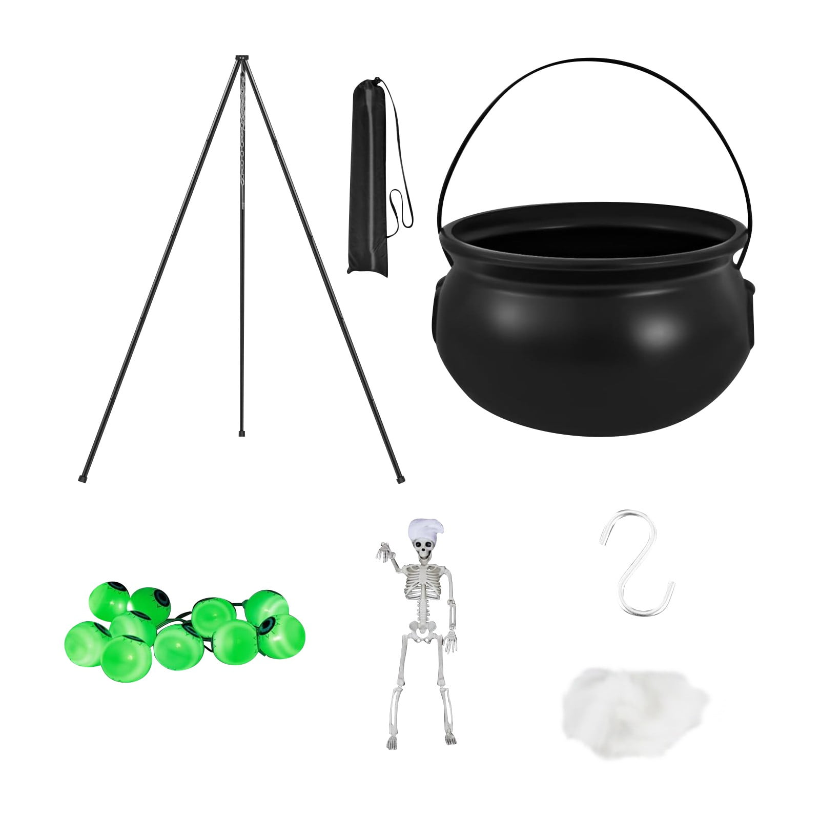 Halloween Outdoor Decor - Large Witches Cauldron On Tripod with String ...