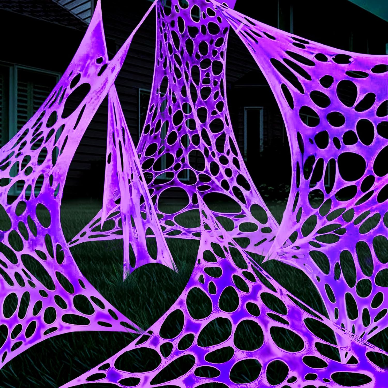 Halloween Outdoor Decoration Glow-in-The-Dark Giant Spider Web, 1000 ...