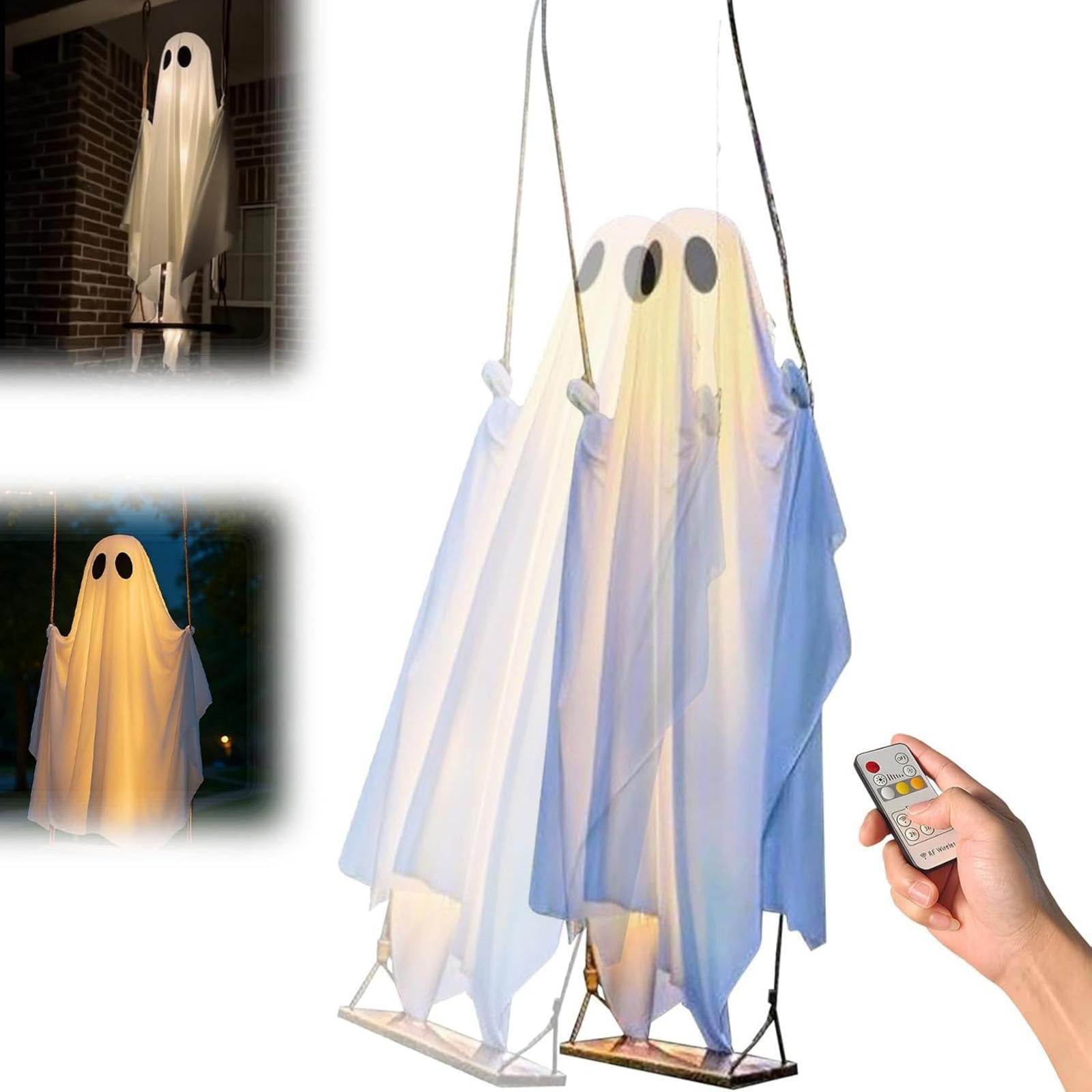 Halloween Outdoor Swing Ghost Decor, 3 FT Large Hanging Swing Ghost ...