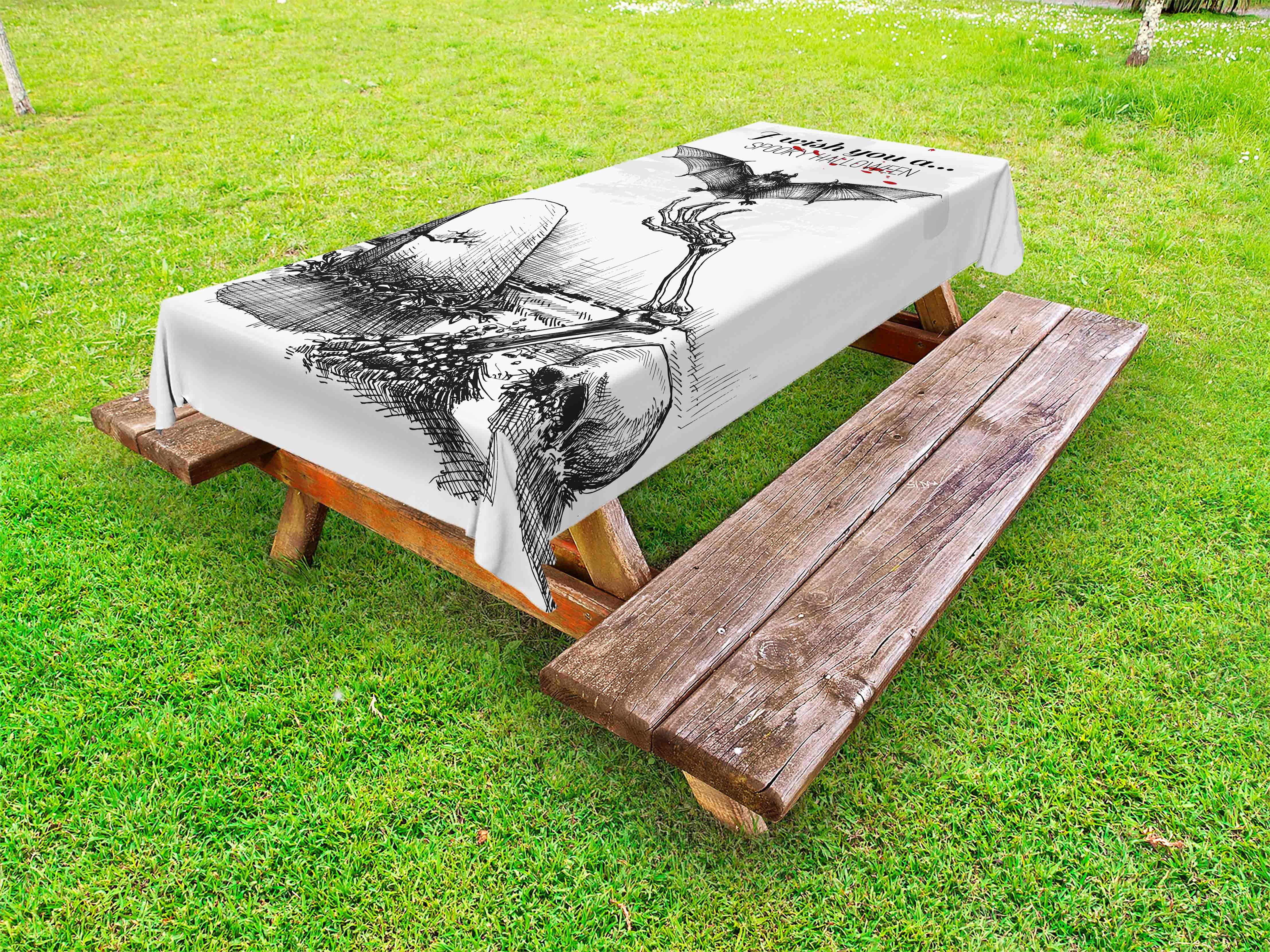 Halloween Outdoor Tablecloth, Dead Skull Skeleton Out of the Grave and ...