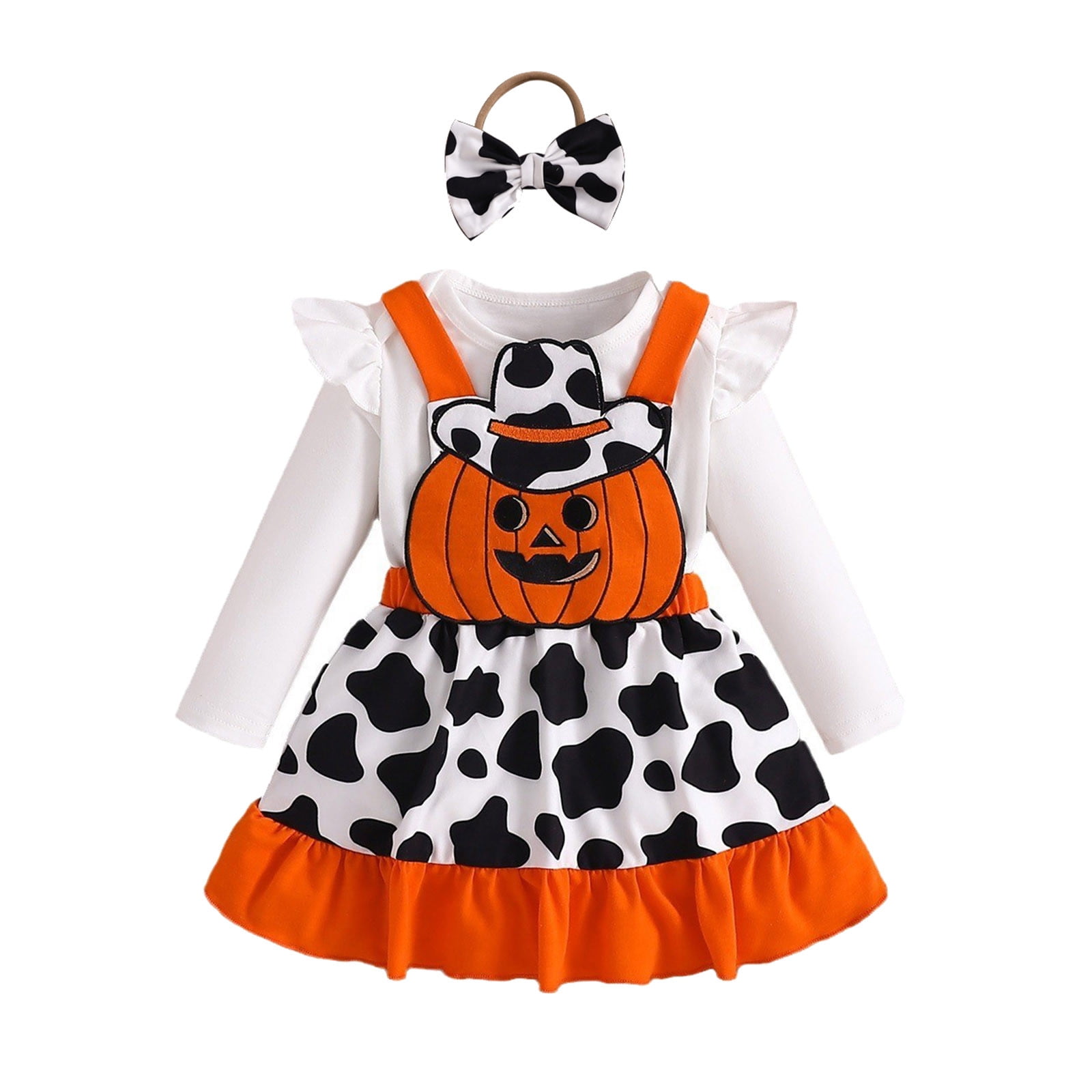 Halloween Outfits for Girls Size 6,Girls Halloween Romper Bodysuit Embroidered Pumpkin Design ...