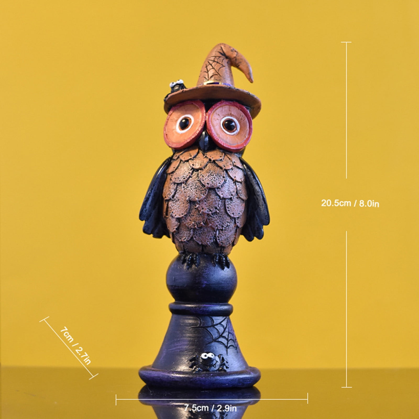 Halloween Owl Figurines Resin Owl with Witch Hat Standing on a ...