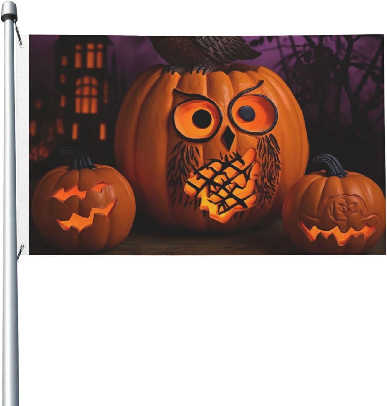 Halloween Owl Pumpkin Flag 2x3 ft Flags for Outside Funny Banner Garden ...