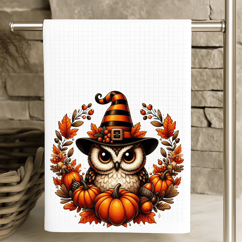 Halloween Owl Witch Hat Waffle Weave 16x24 Hand Towel - Walmart.com