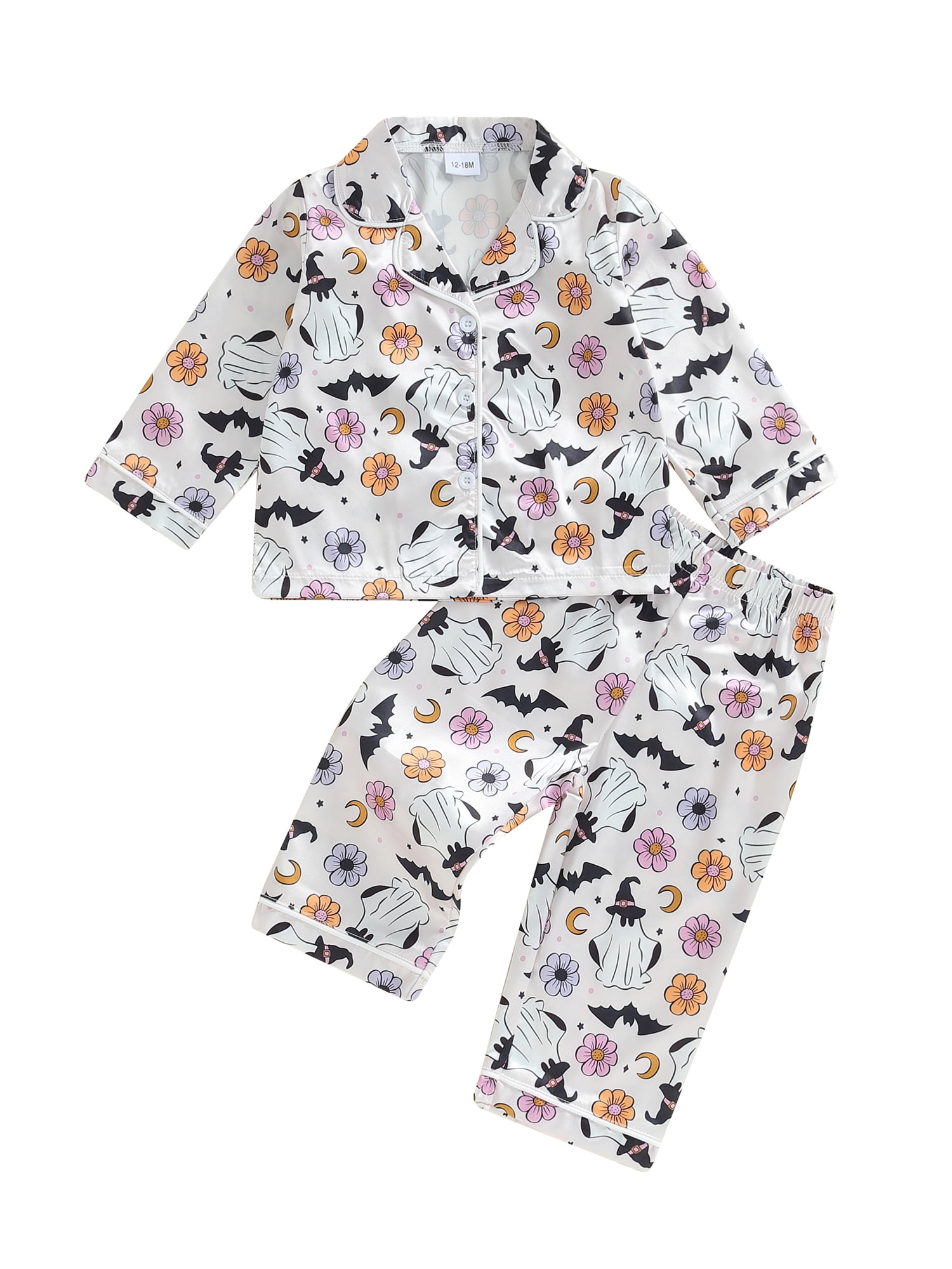Halloween Pajamas Toddler Girl Pumpkin Ghost Pajama Set Long Sleeve ...