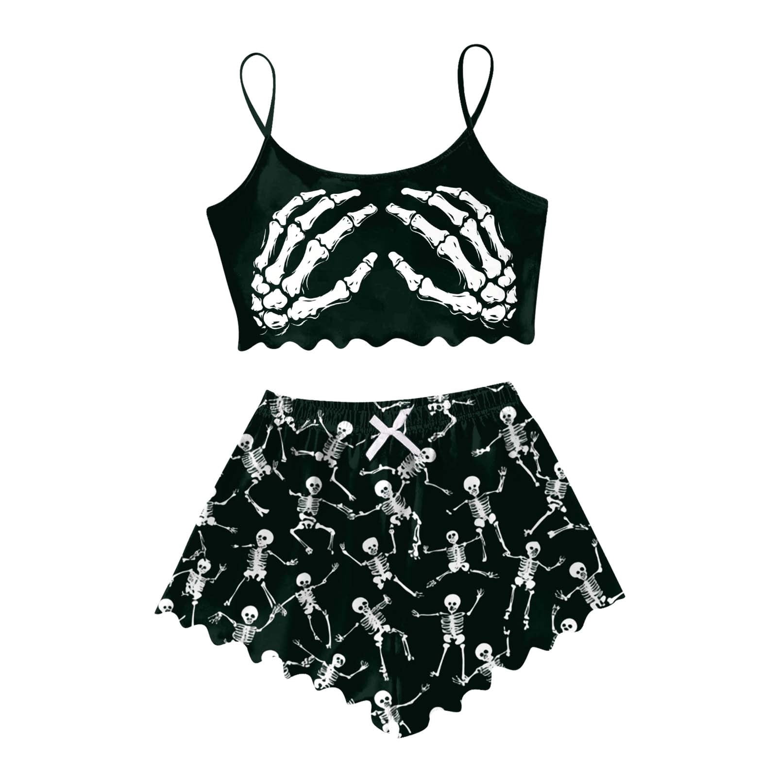 Halloween Pajamas for Women Set 2 Piece spaghetti Strap Pj Soft Cute ...
