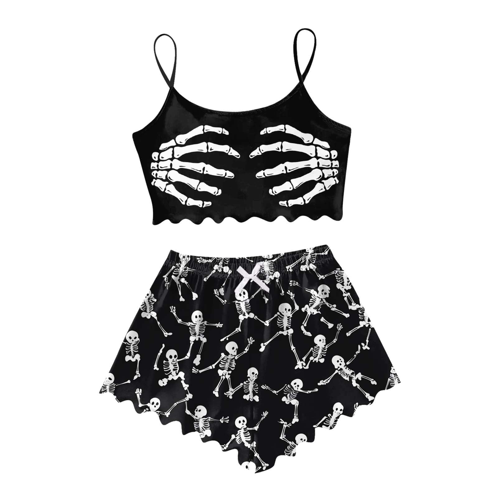 Halloween Pajamas Women Set Casual Lightweight Sleeveless Crop ...