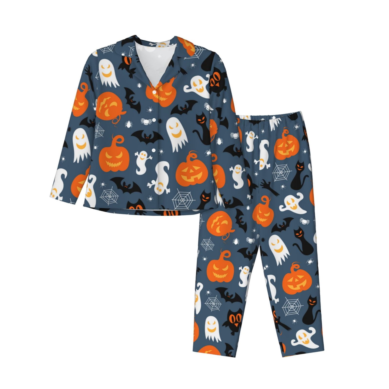 Halloween Pajamas for Women Set - pumpkin halloween cats Long Sleeve ...