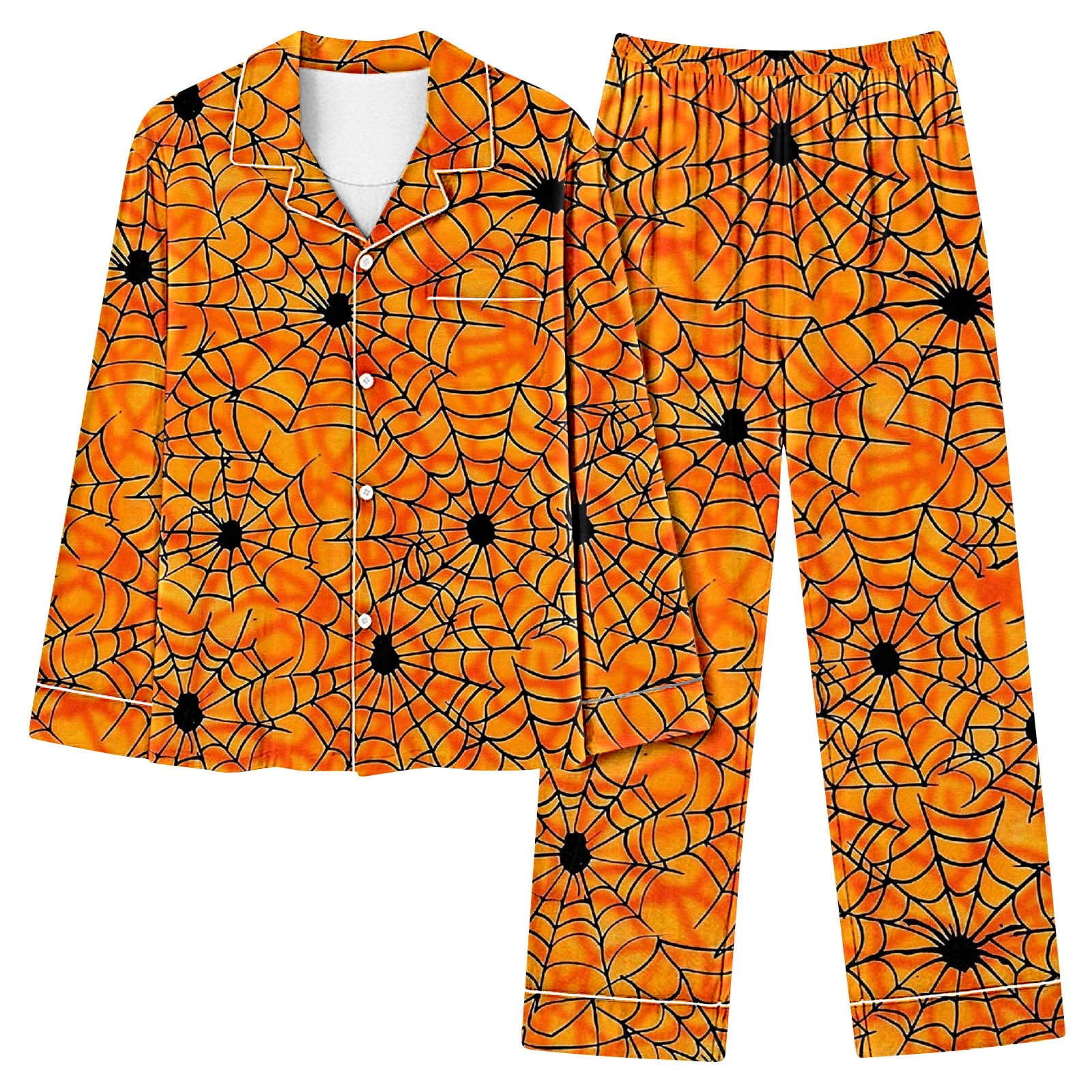 Halloween Pajamas for Women 2 Piece Pant Sets Pumpkin Print Long Sleeve ...