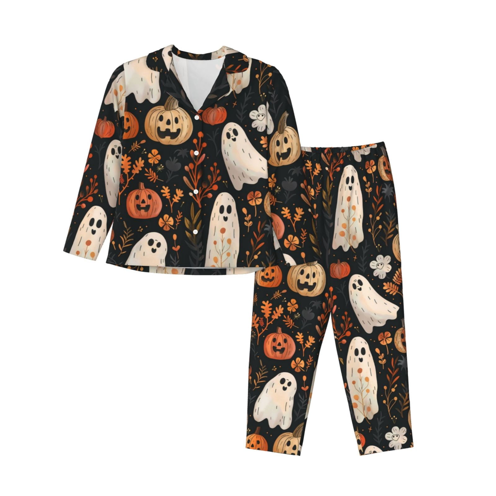 Halloween Pajamas for Women Sets, Halloween Ghost Pumpkin Pattern ...