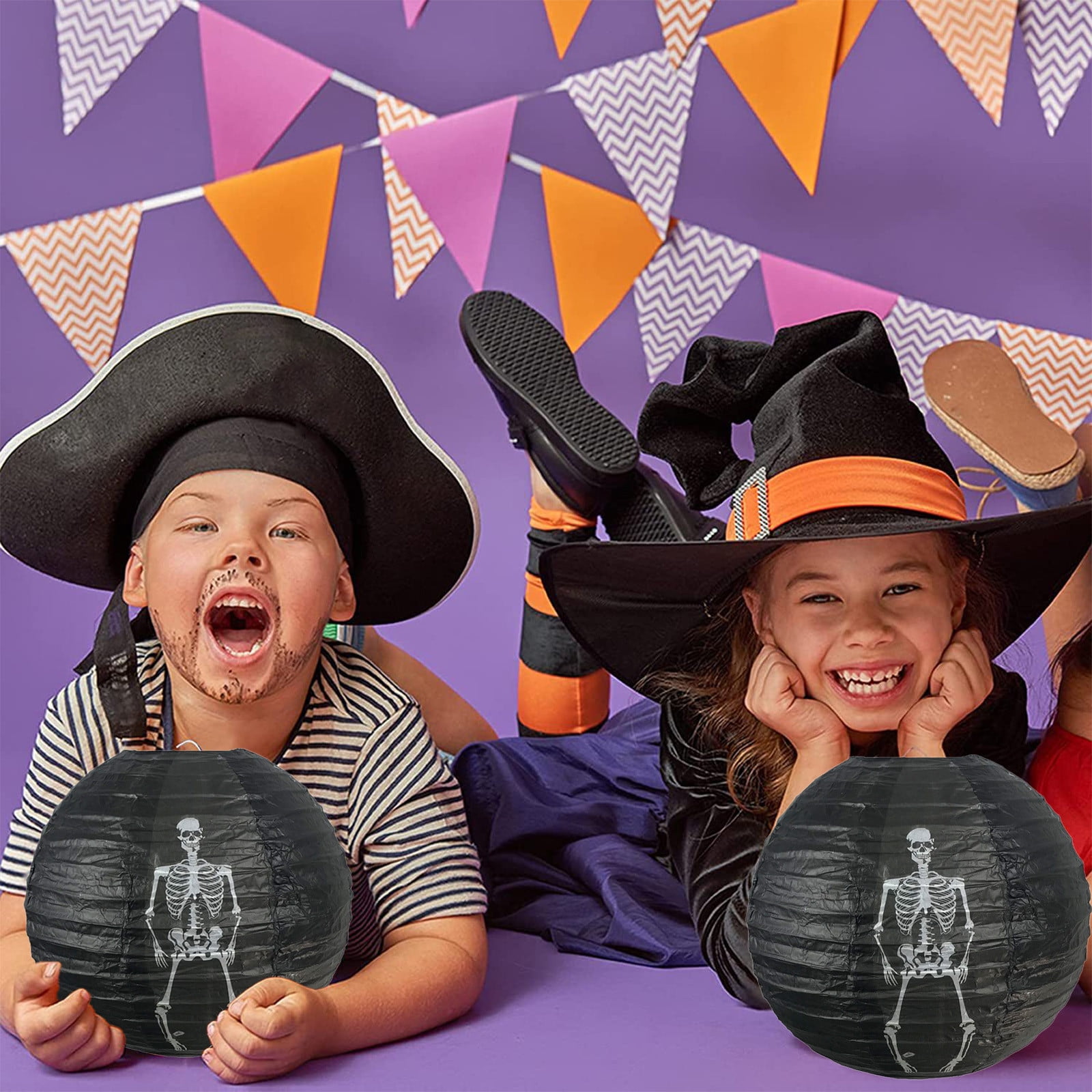 Halloween Paper Lantern,7.8" Foldable Accordion Decor,Pumpkin/Bat ...