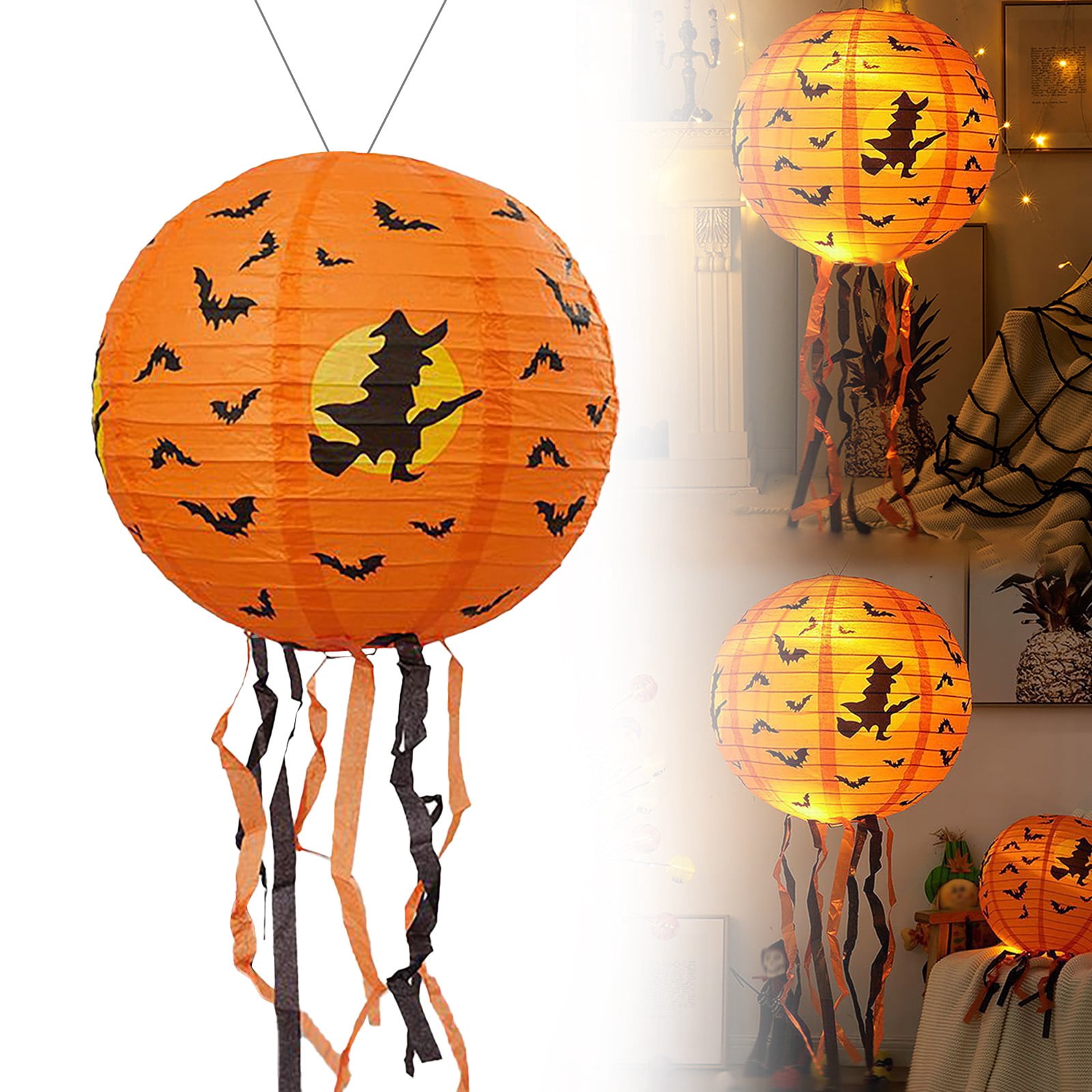 Halloween Paper Lanterns Jack O Lantern Pumpkin Hanging Lanterns Spider ...