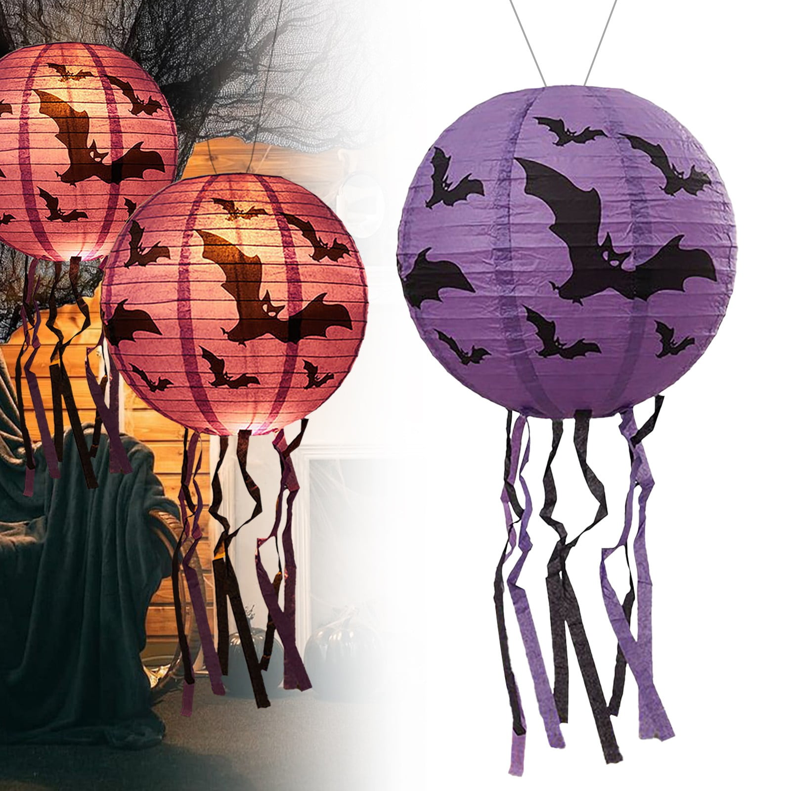 Halloween Paper Lanterns Jack O Lantern Pumpkin Hanging Lanterns Spider ...