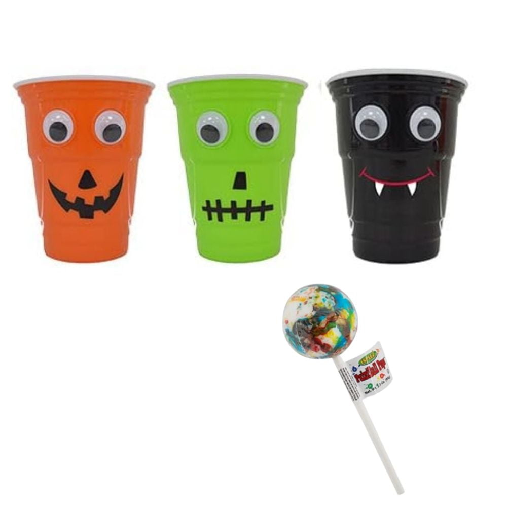 Halloween Party Cups with Googly Eyes, Assorted Colors (Orange, Green ...