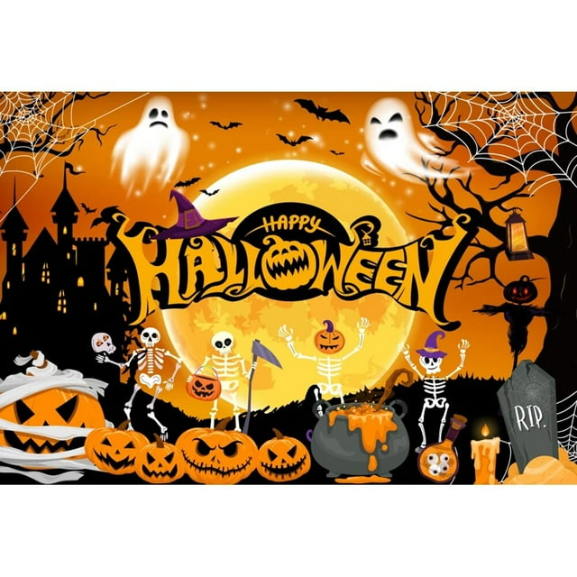 Halloween Party Decoration Background Pumpkin Maple Leaf Autumn ...