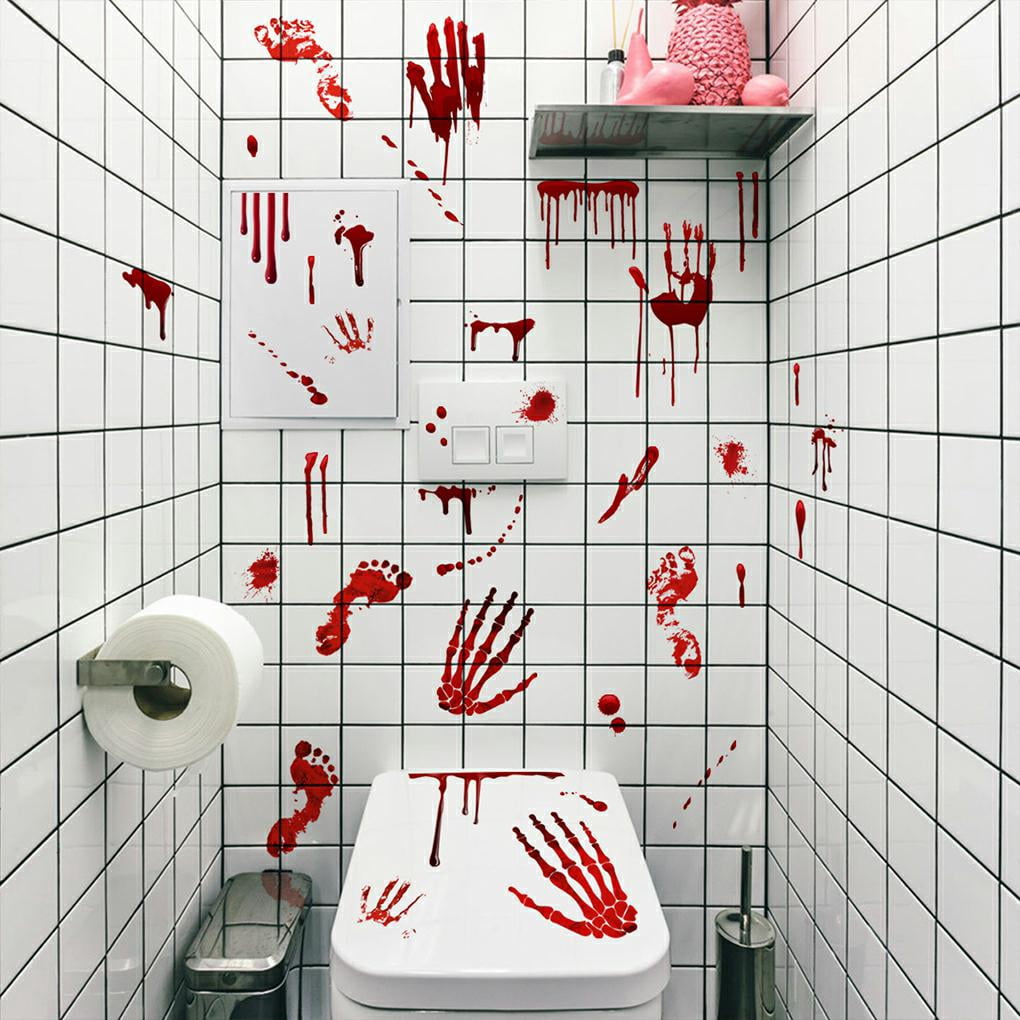 Halloween Party Decoration Blood Handprint Footprint Stickers for ...