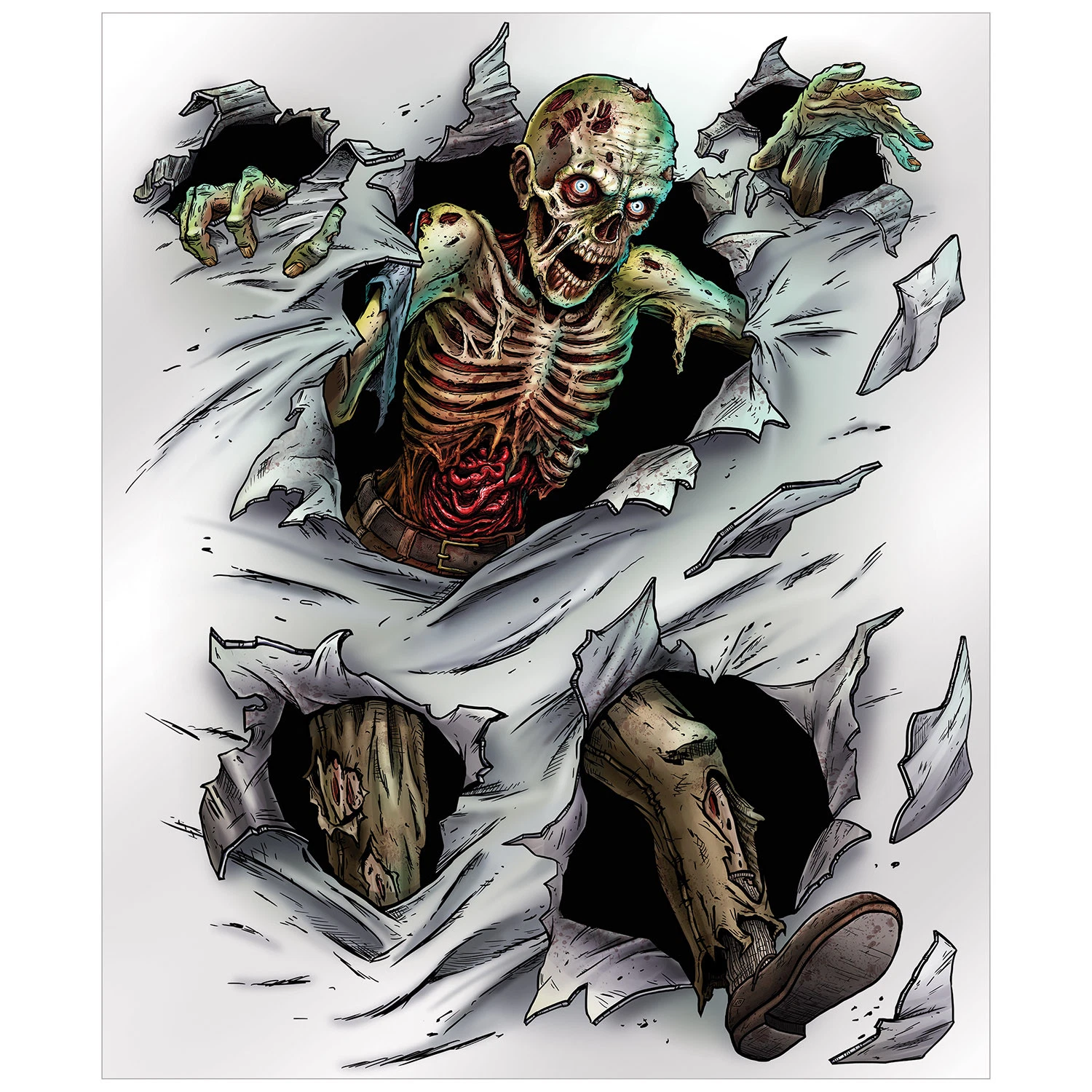 Halloween Party Decoration Prop Wall Mural Zombie Walking Living Dead ...