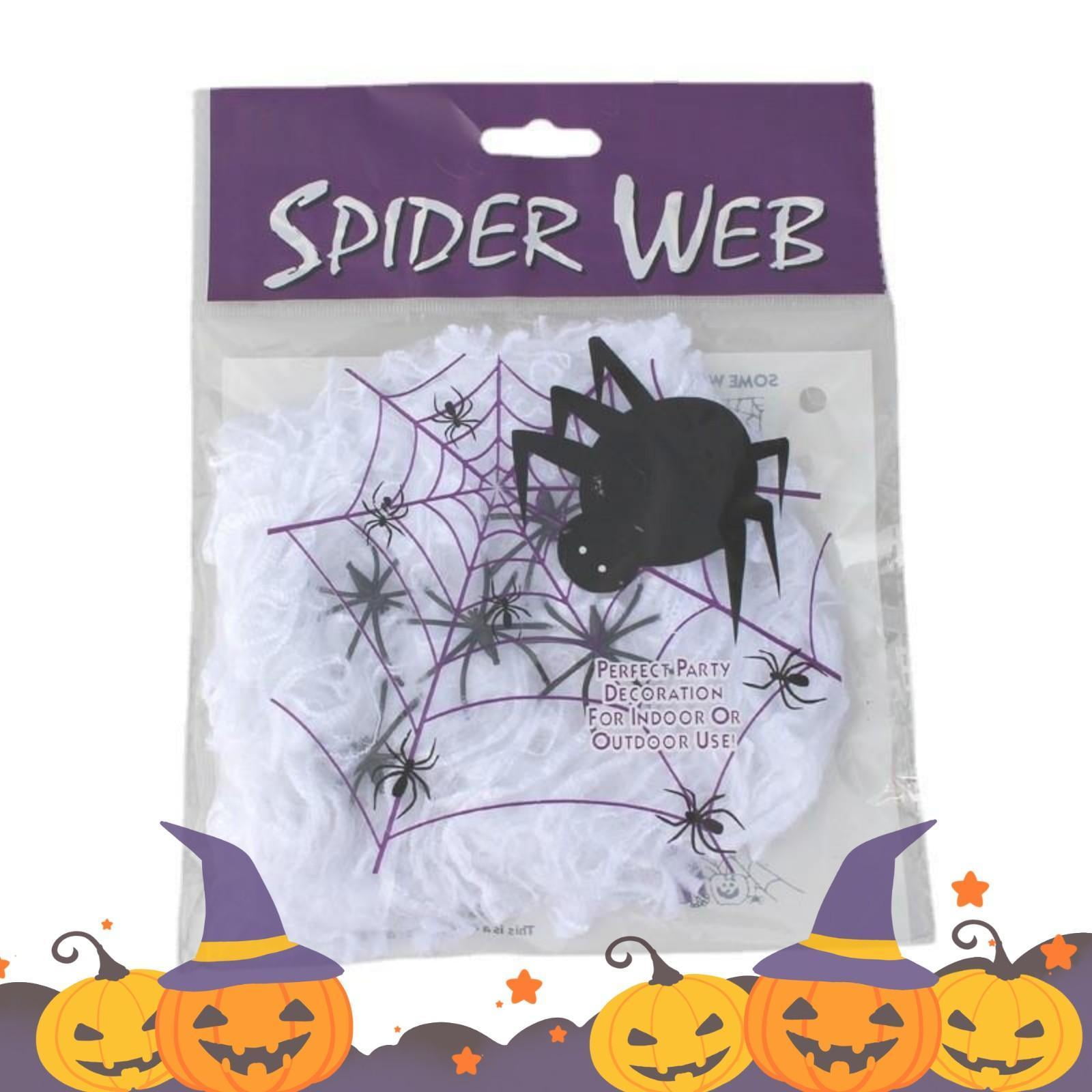 Halloween Party Decorations Cotton Plastic Spider Web with Silk Threads ...