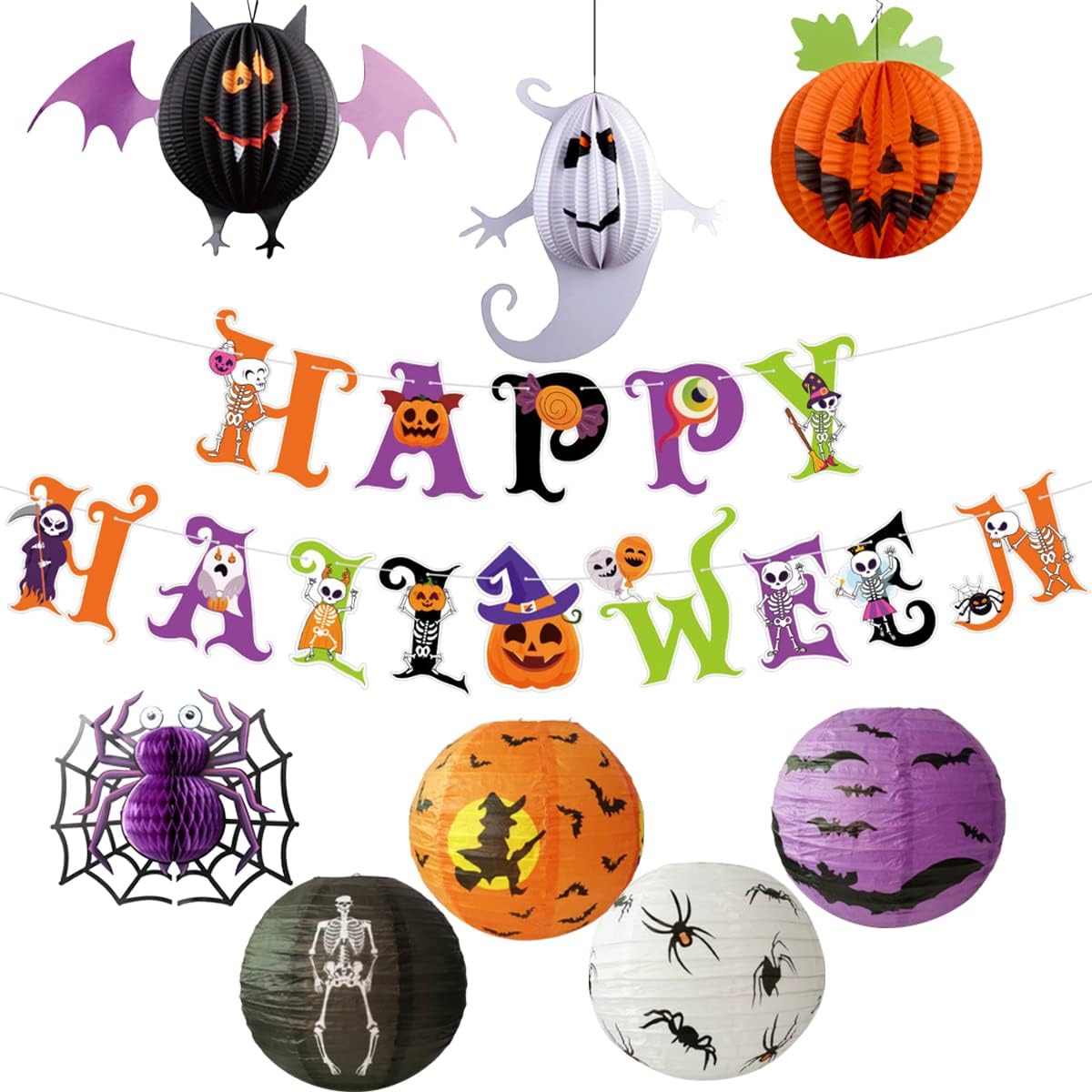 Halloween Party Decorations, Halloween Paper Lantern Honeycomb Balls ...