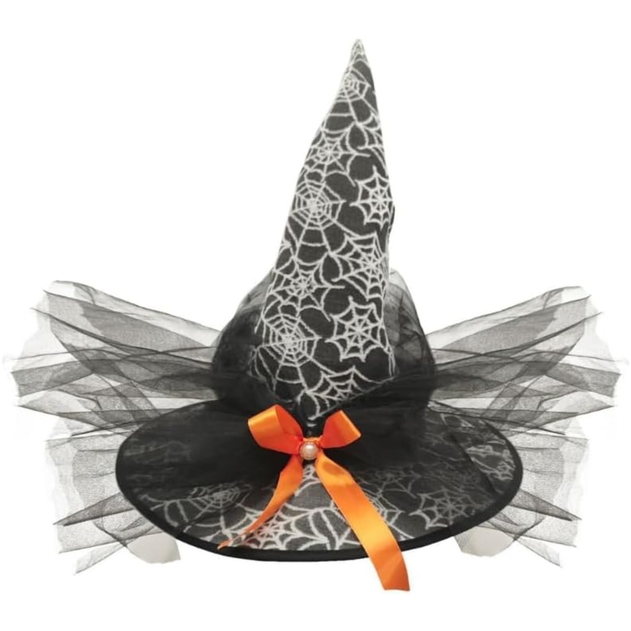Halloween Party Hats Pumpkin Ruffled Sheer Pointed Hat Cosplay ...