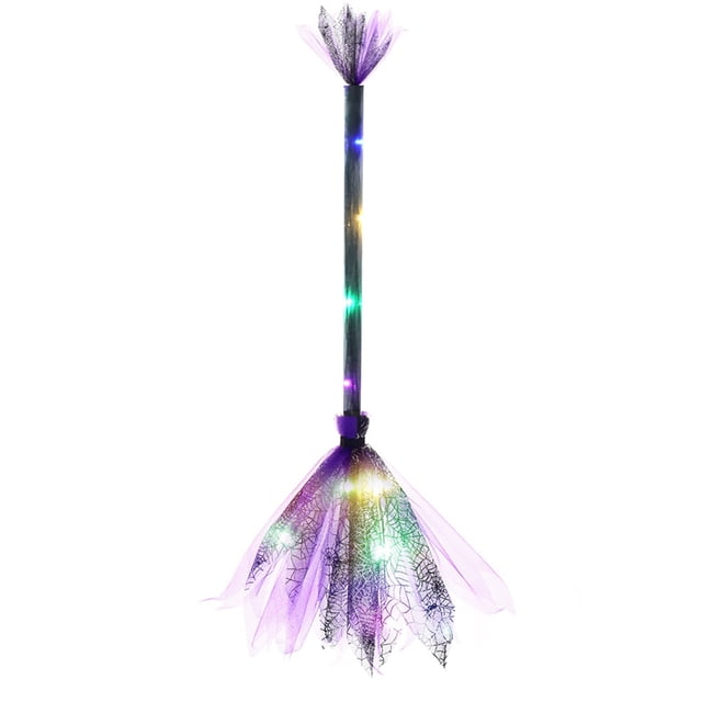 Halloween Party Lighted Witch Broom Plastic Broomsticks Kid Broom Props ...