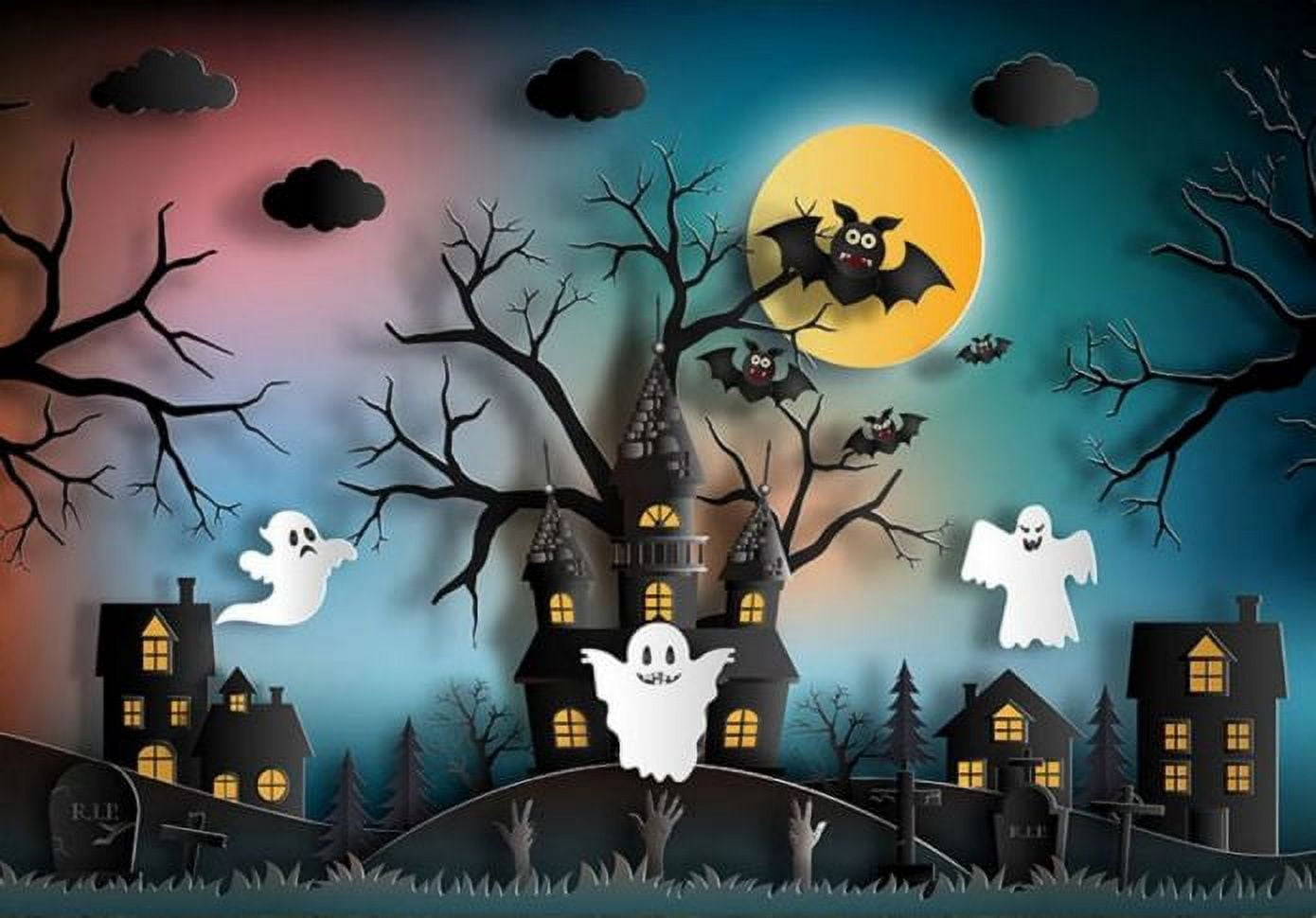 Halloween Party Photography Backdrops Background Gloomy Woods Graveyard ...