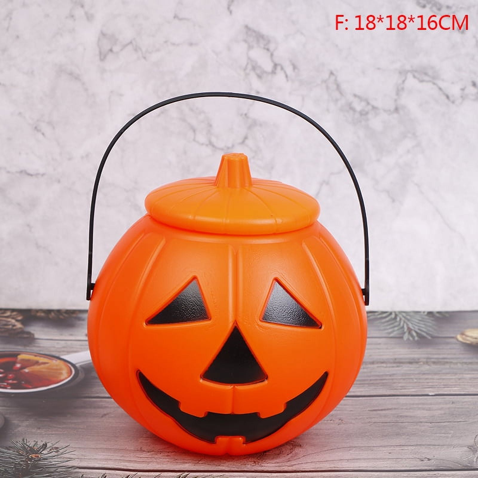 Halloween Party Props Plastic Pumpkin Bucket Decorate Halloween ...