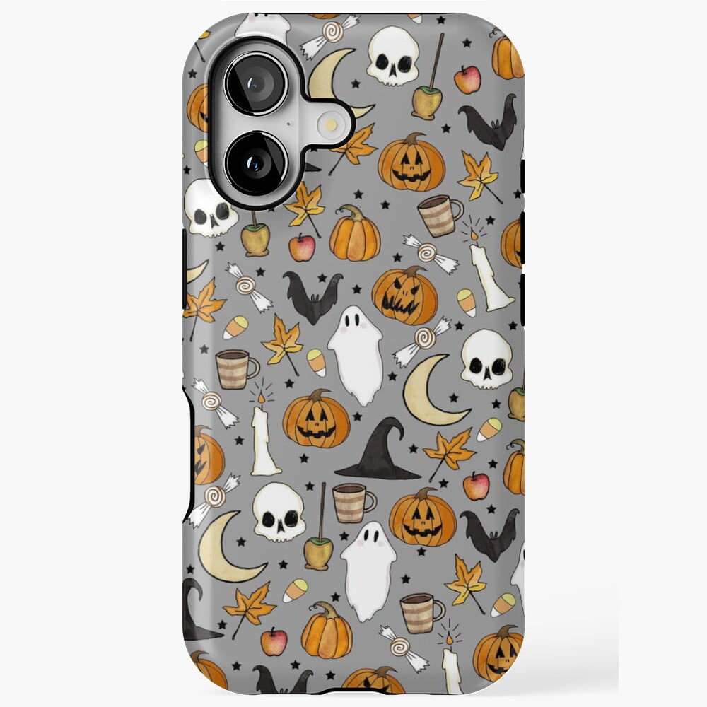 Halloween Pattern in Graveyard Gray Illustration iPhone 17 to 11 Pro ...