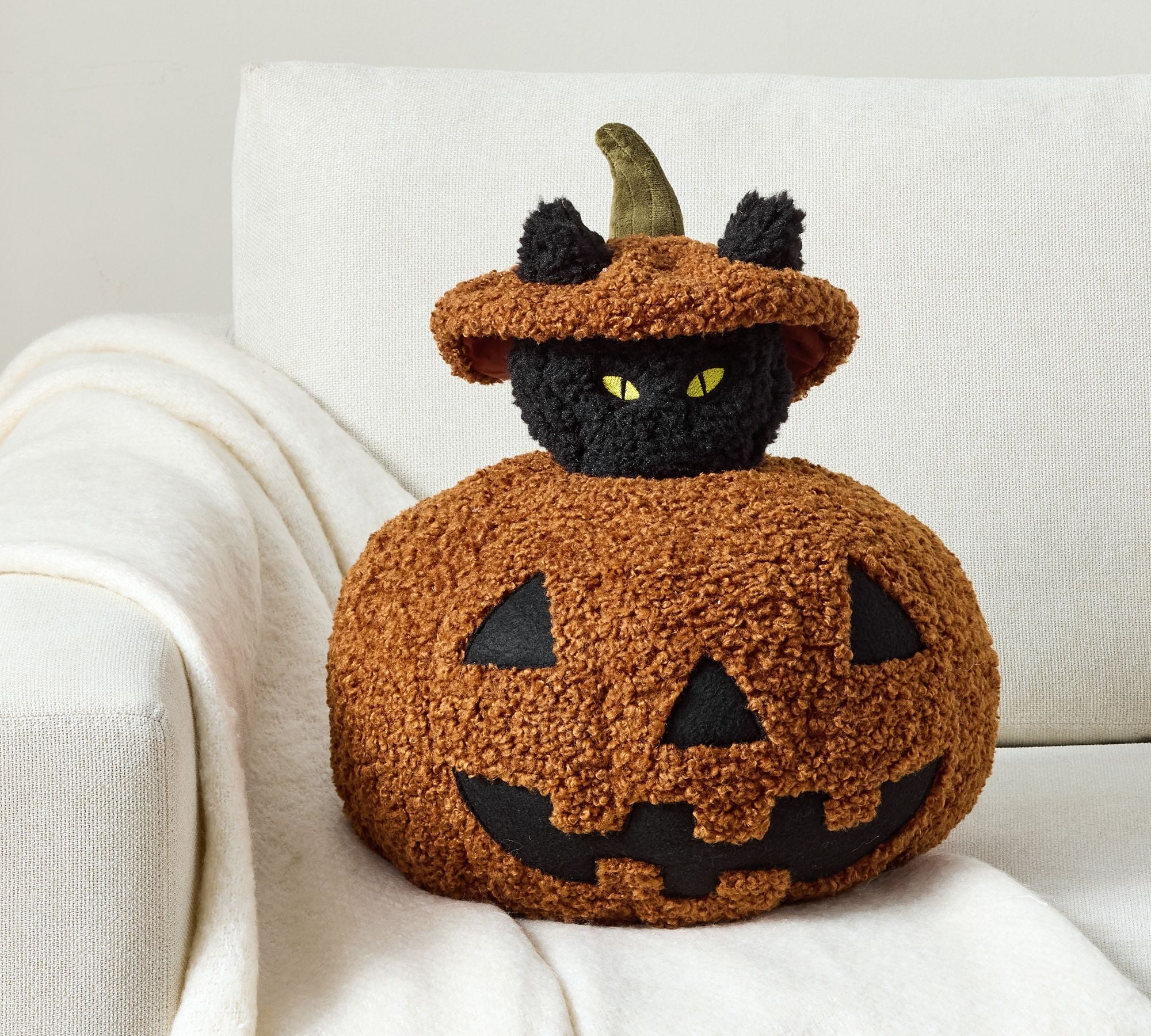 Halloween Peek A Boo Cat Pillow - 12.9" Interactive Plush with Paws ...