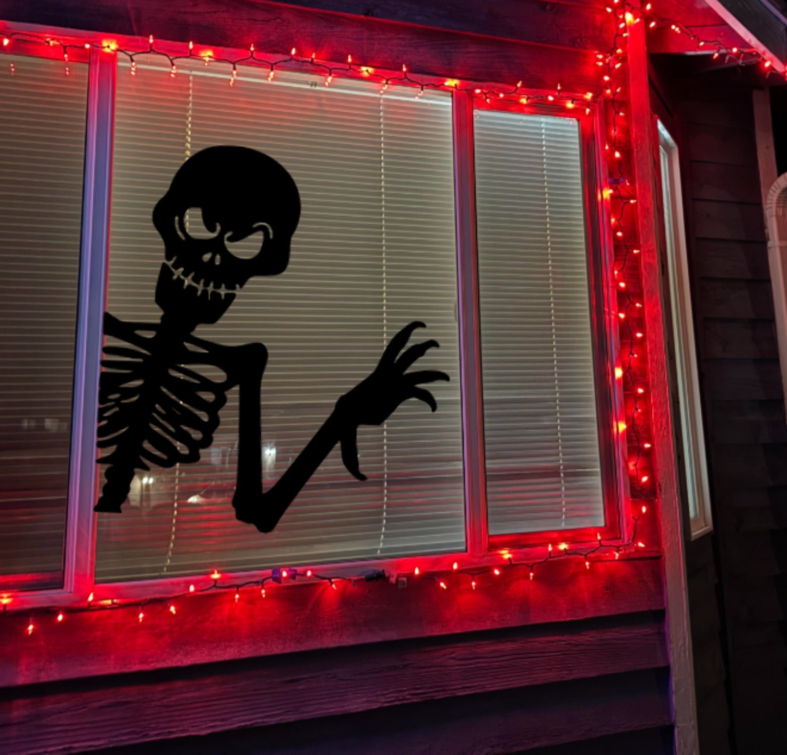 Halloween Peeping Spooky Skeleton Reusable Window Cling Decal, Black ...