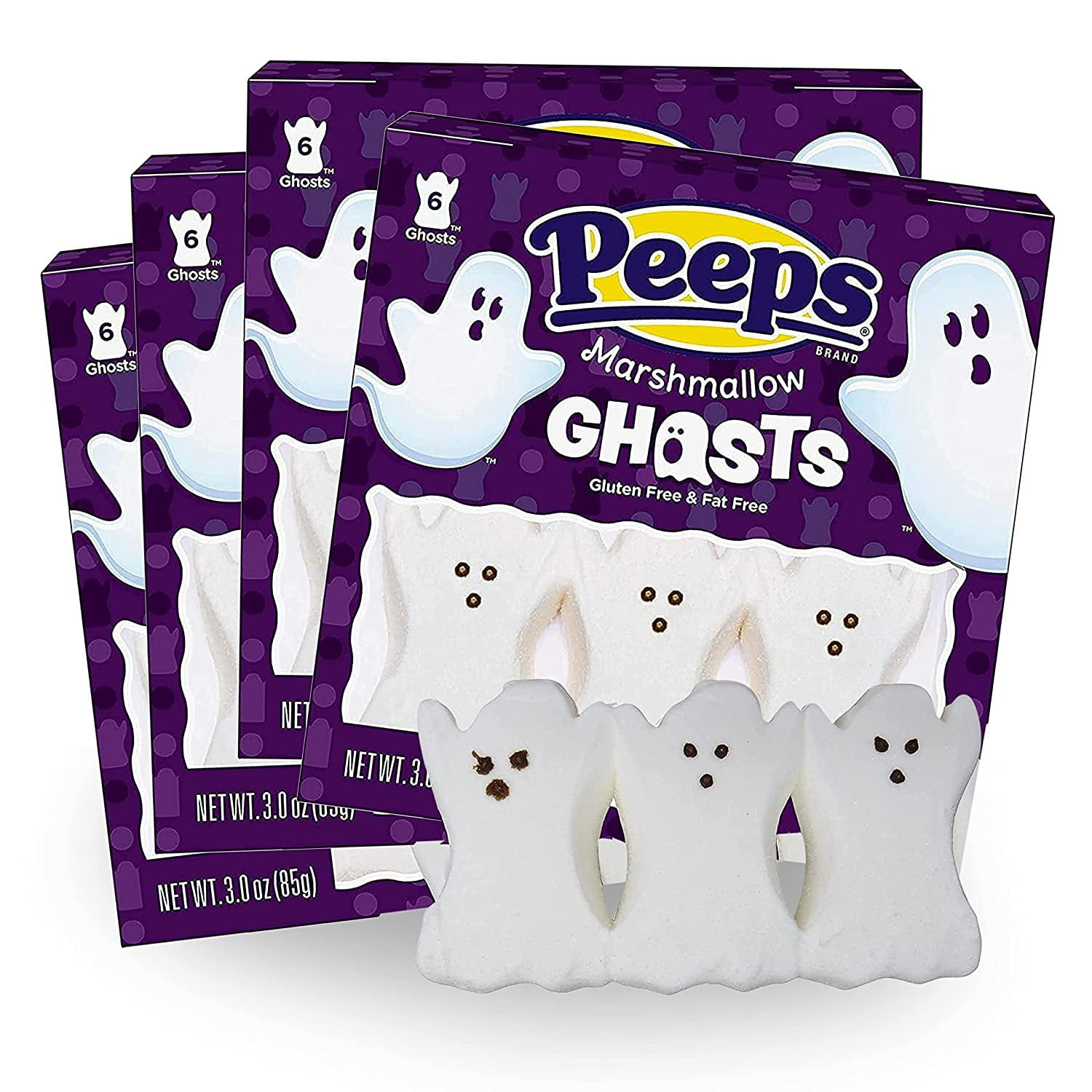 Needzo Halloween Marshmallow Ghosts Candy, Pack of 4, 6 Count per Pack ...