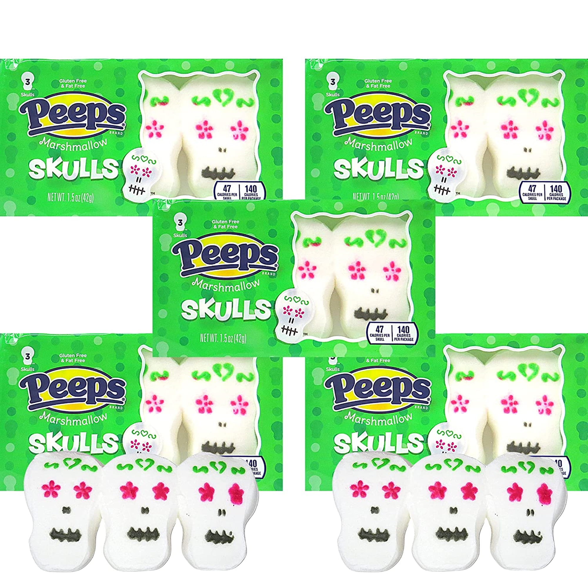 Halloween Peeps, Sugar Skull Halloween Candy, 3 Count per Pack, Pack of ...